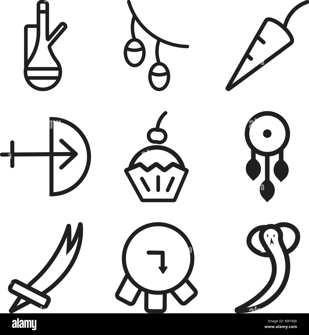Set Of 9 simple editable icons such as Snake, Barrel, Sword ...