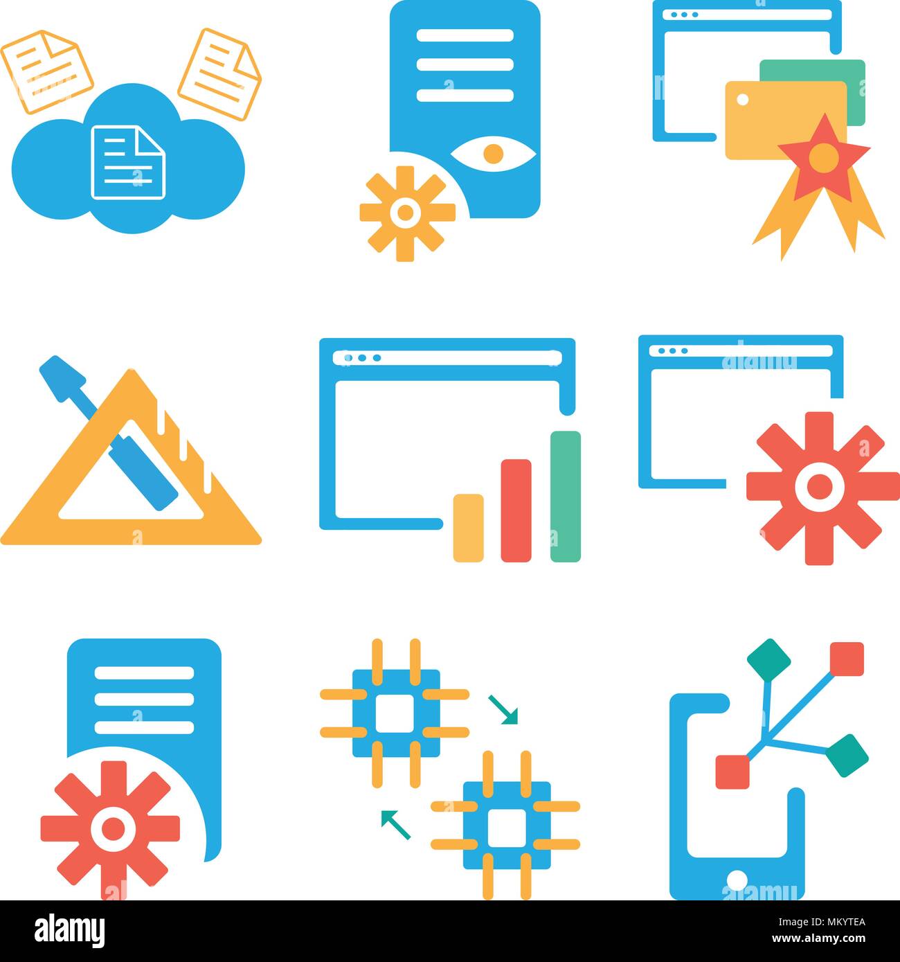 Set Of 9 Simple Editable Icons Such As Smartphone Cpu File Settings Analytics Protractor