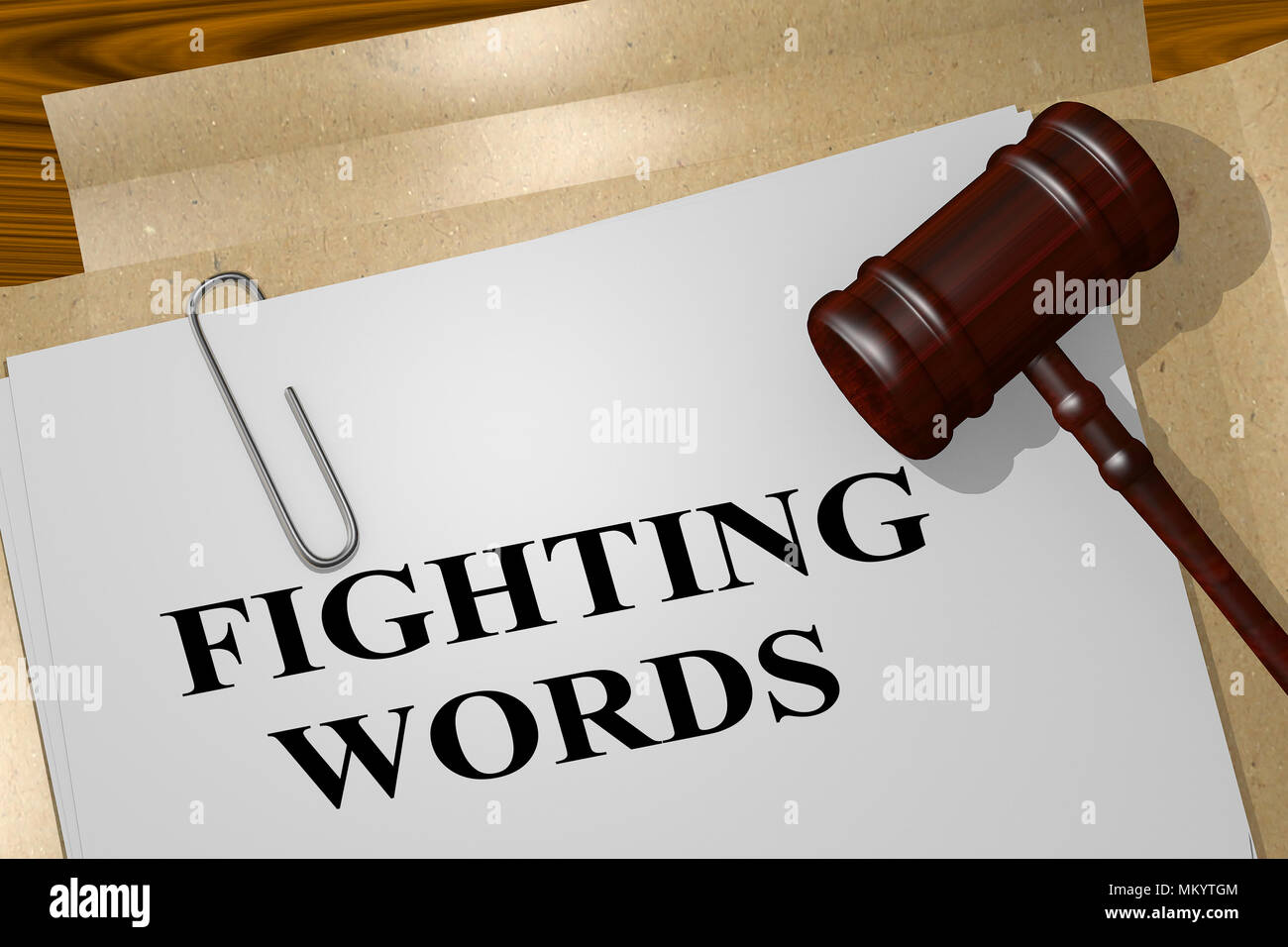 3D illustration of FIGHTING WORDS title on legal document Stock Photo ...