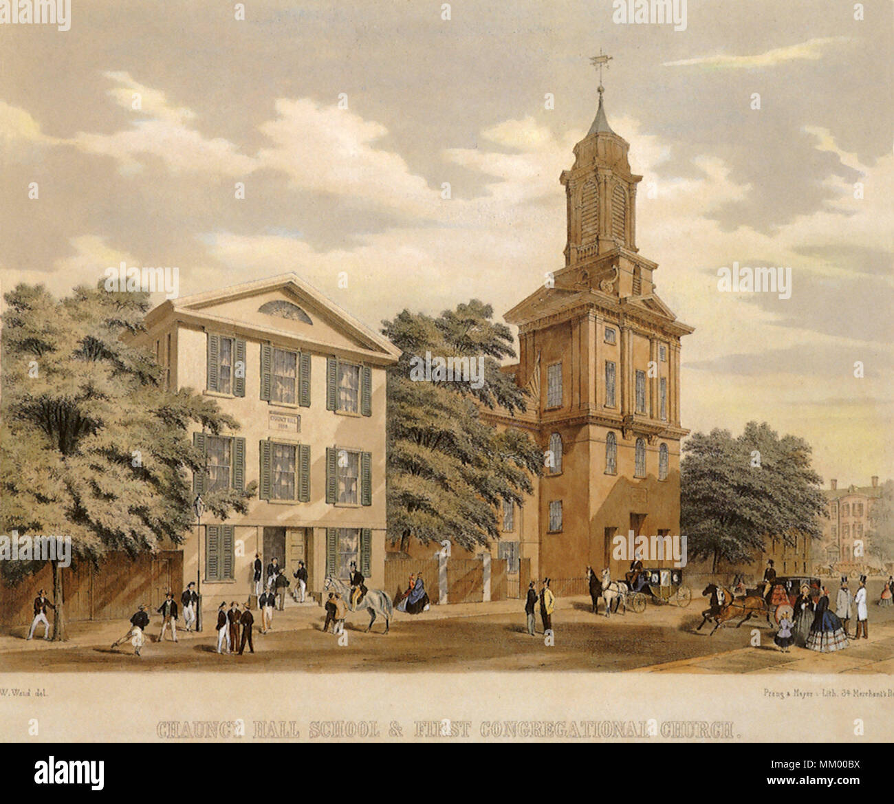 First Congregational Church. Boston. 1857 Stock Photo - Alamy