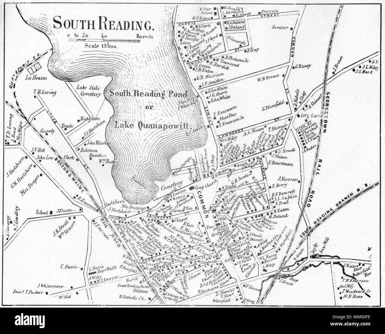 Map of South Reading (Wakefield). 1856 Stock Photo - Alamy