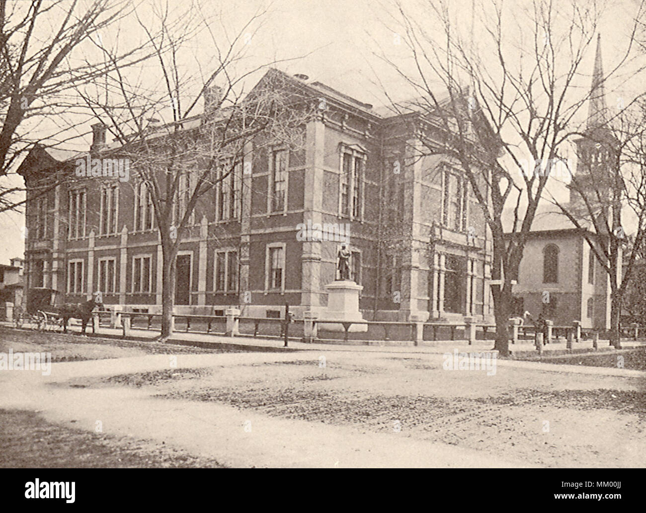 Town Hall & Soldiers Monument. Clinton. 1890 Stock Photo - Alamy