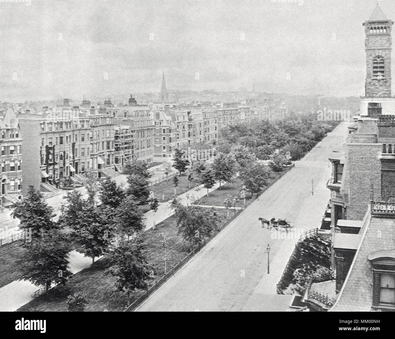 View of Commonwealth Avenue. Boston. 1900 Stock Photo - Alamy