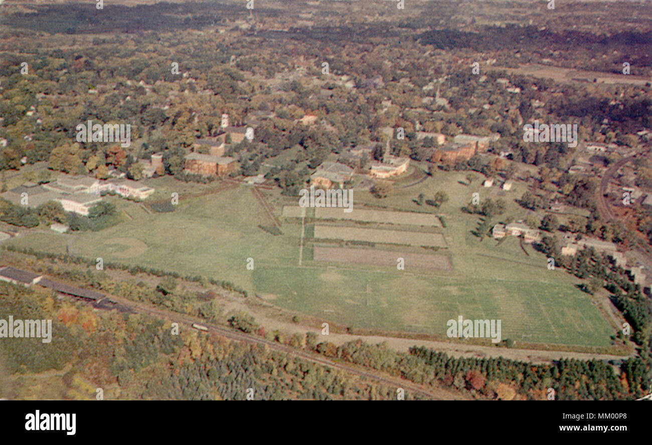 Aerial view of Amherst College. 1950 Stock Photo - Alamy