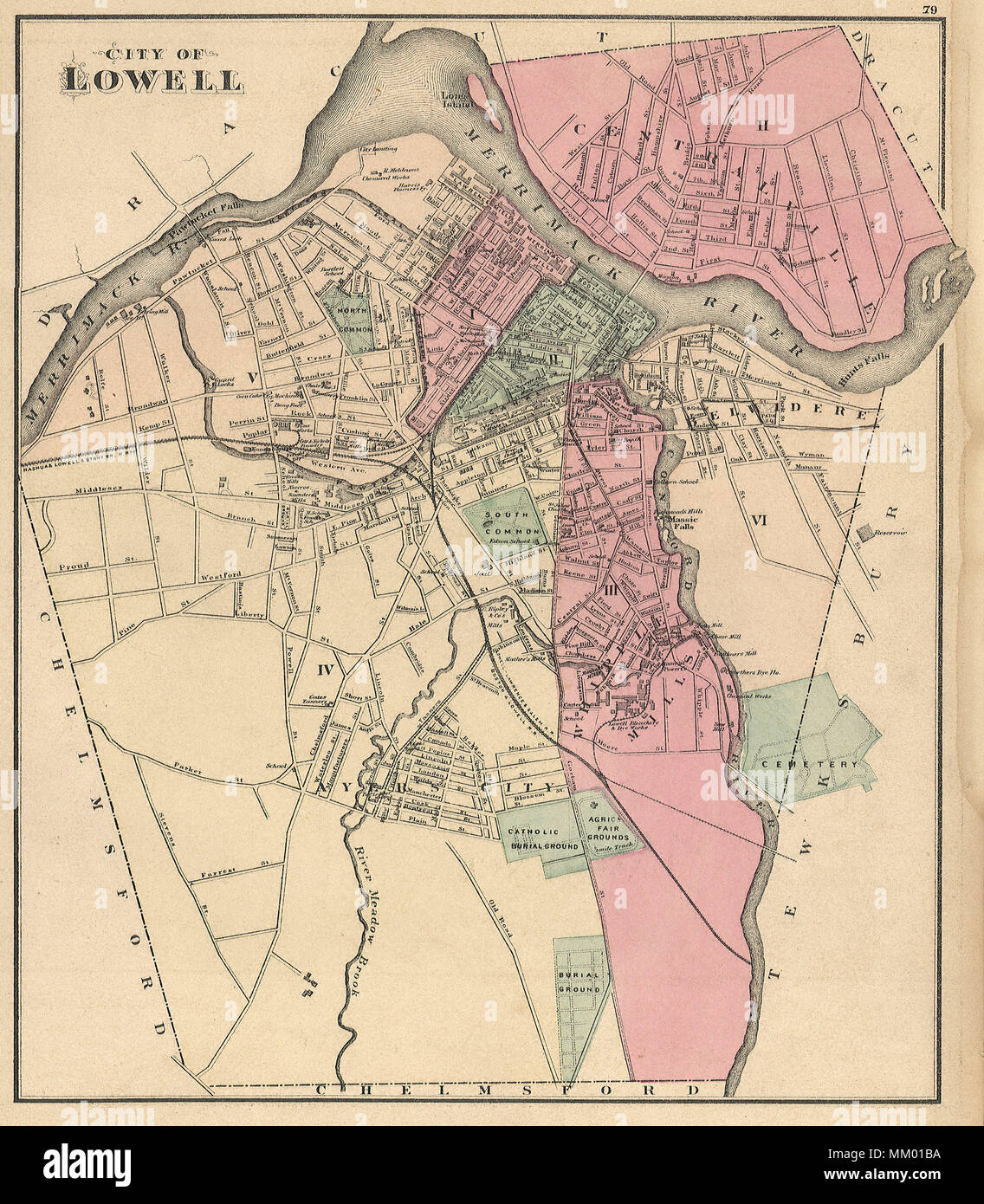 City of Lowell. 1871 Stock Photo - Alamy