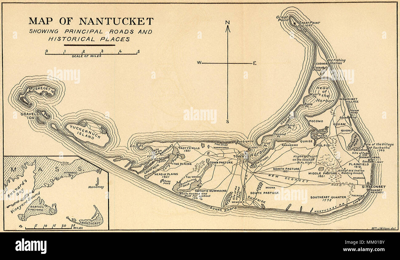 Roads & Historical Places. Nantucket. 1914 Stock Photo - Alamy
