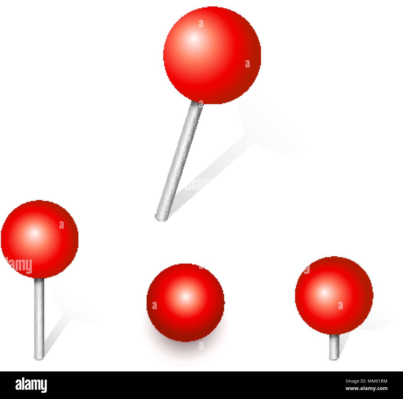 Push pin set. Red realistic globe pushpin illustration Stock Vector ...