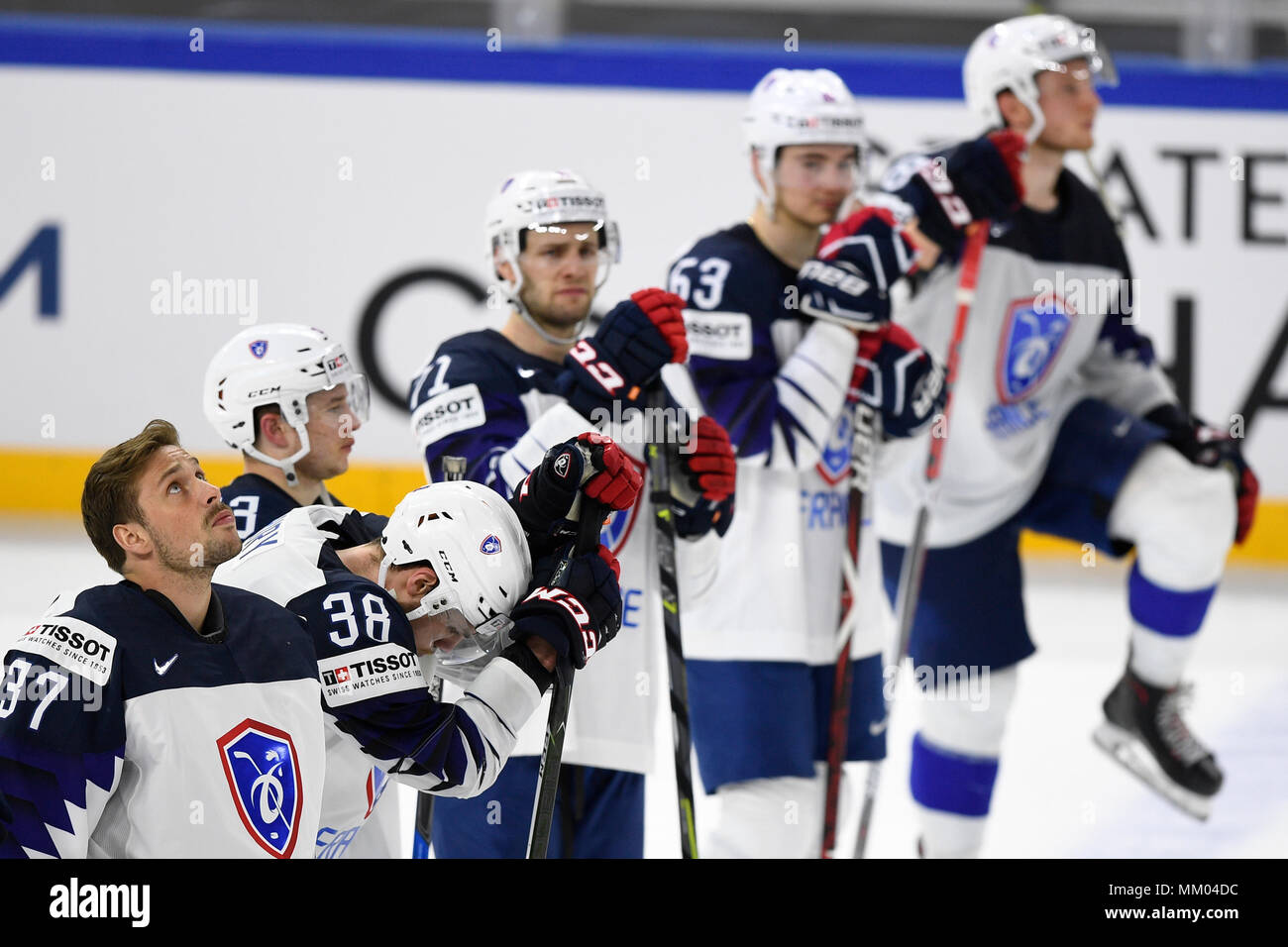 Players of French national team is seen after lost during the Ice ...