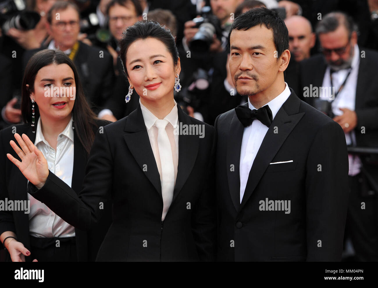 08.05.2018, France, Cannes: Liao Fan (r) and Zhao Tao attend the ...