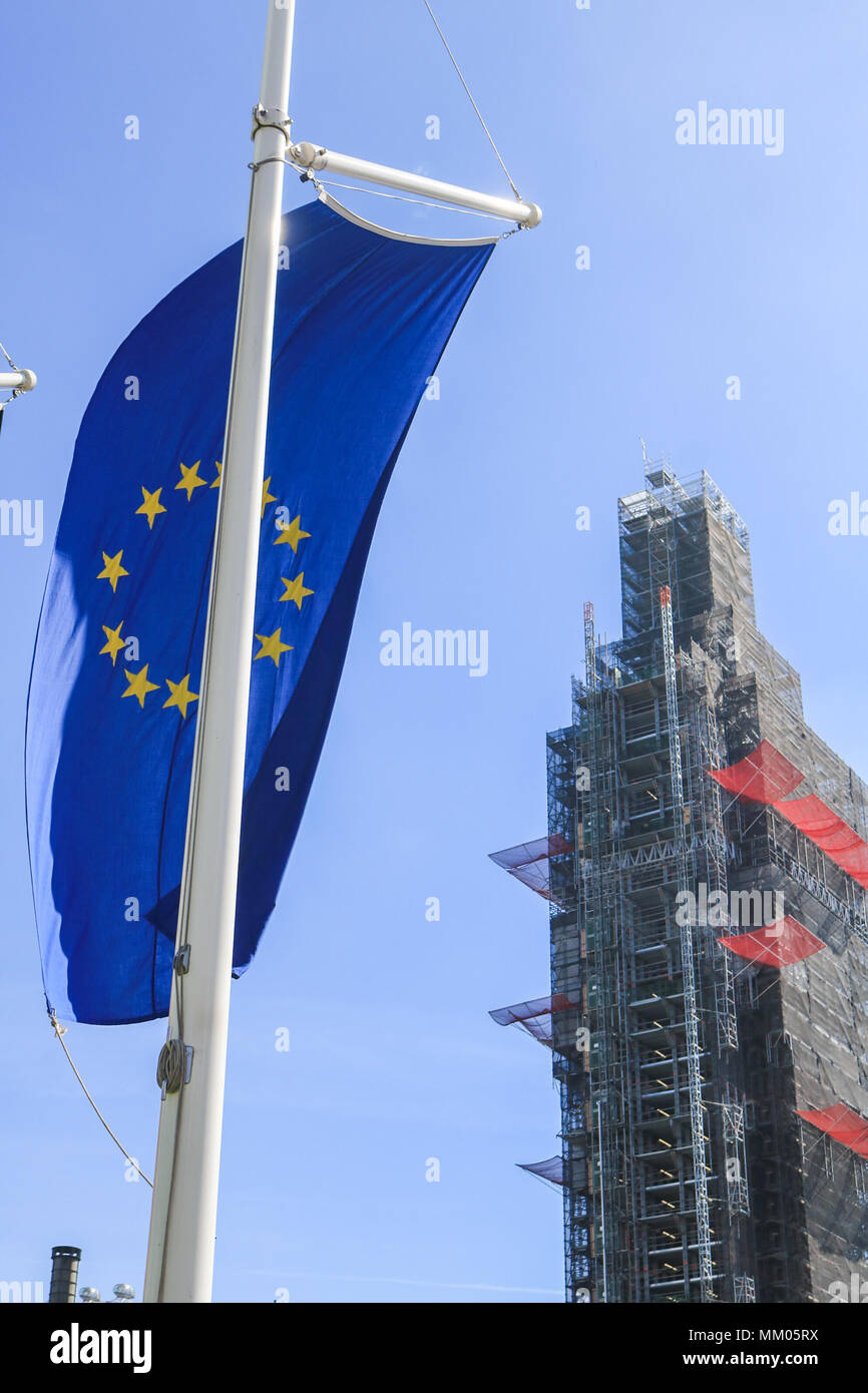 London UK. 9th May 2018. Europe Day. Flags of the European Union member ...