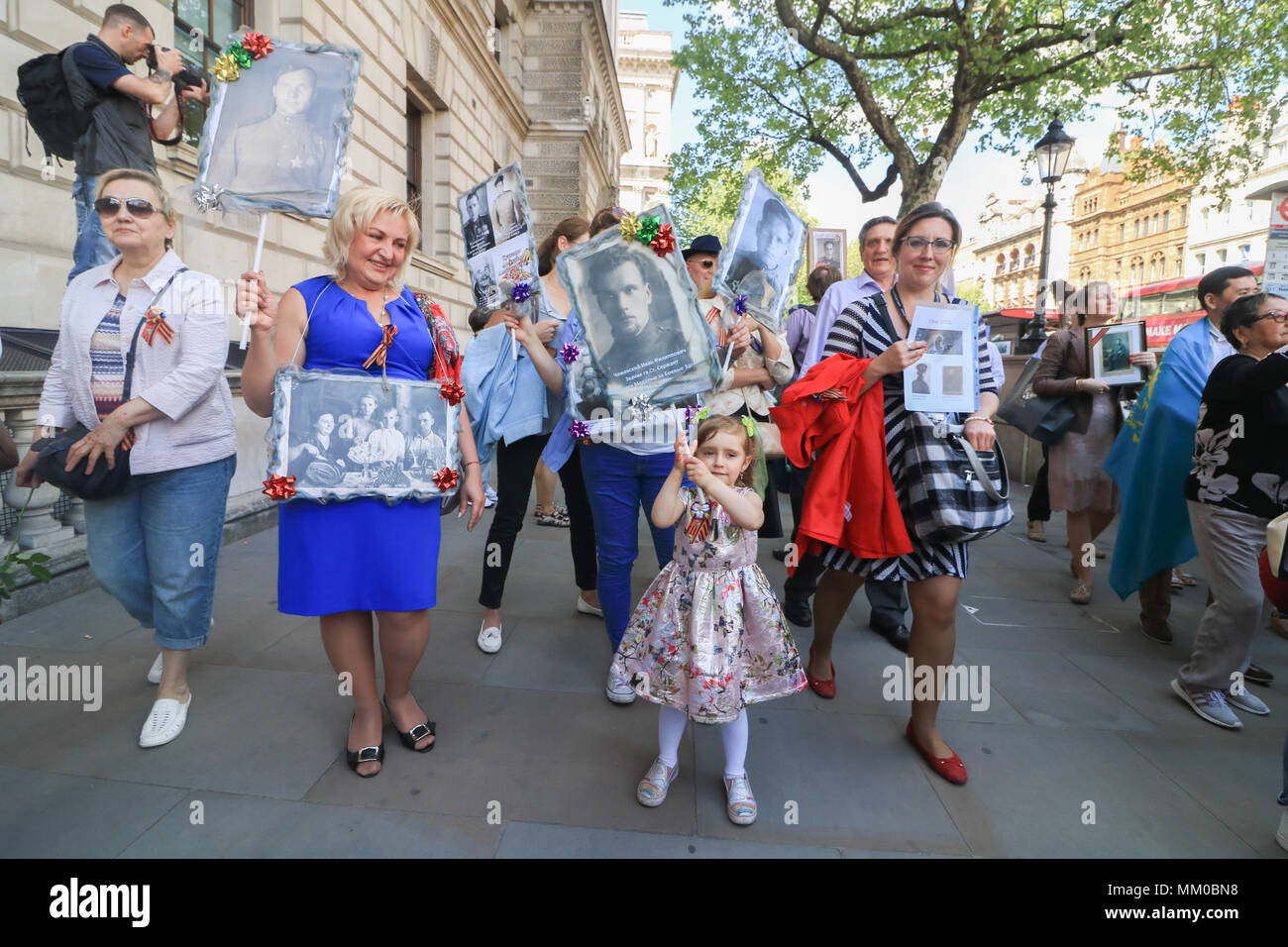 London UK. 9th May 2018. Members of the British Russian community took ...