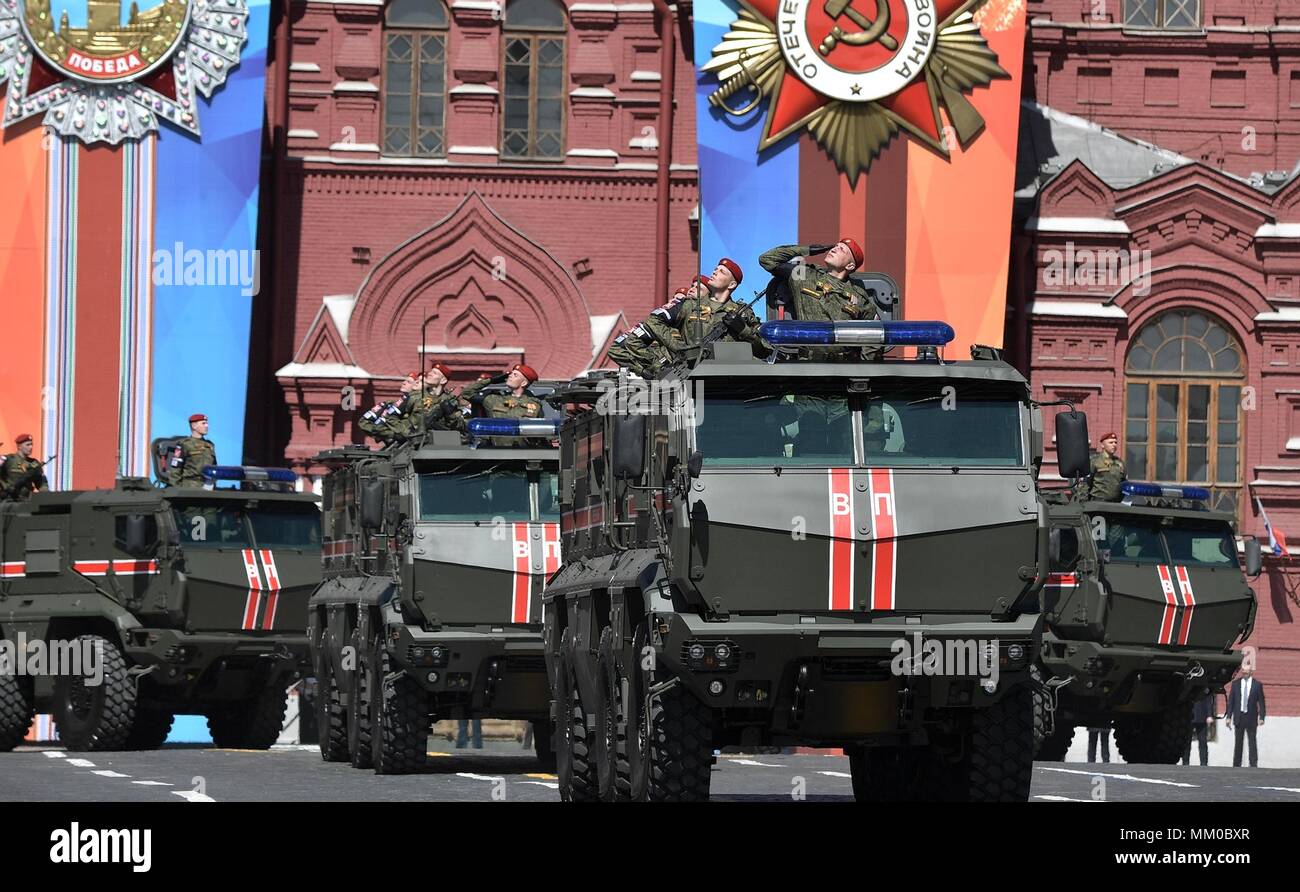 Moscow, Russia. 9th May 2018. Military police officers in Typhoon-K ...