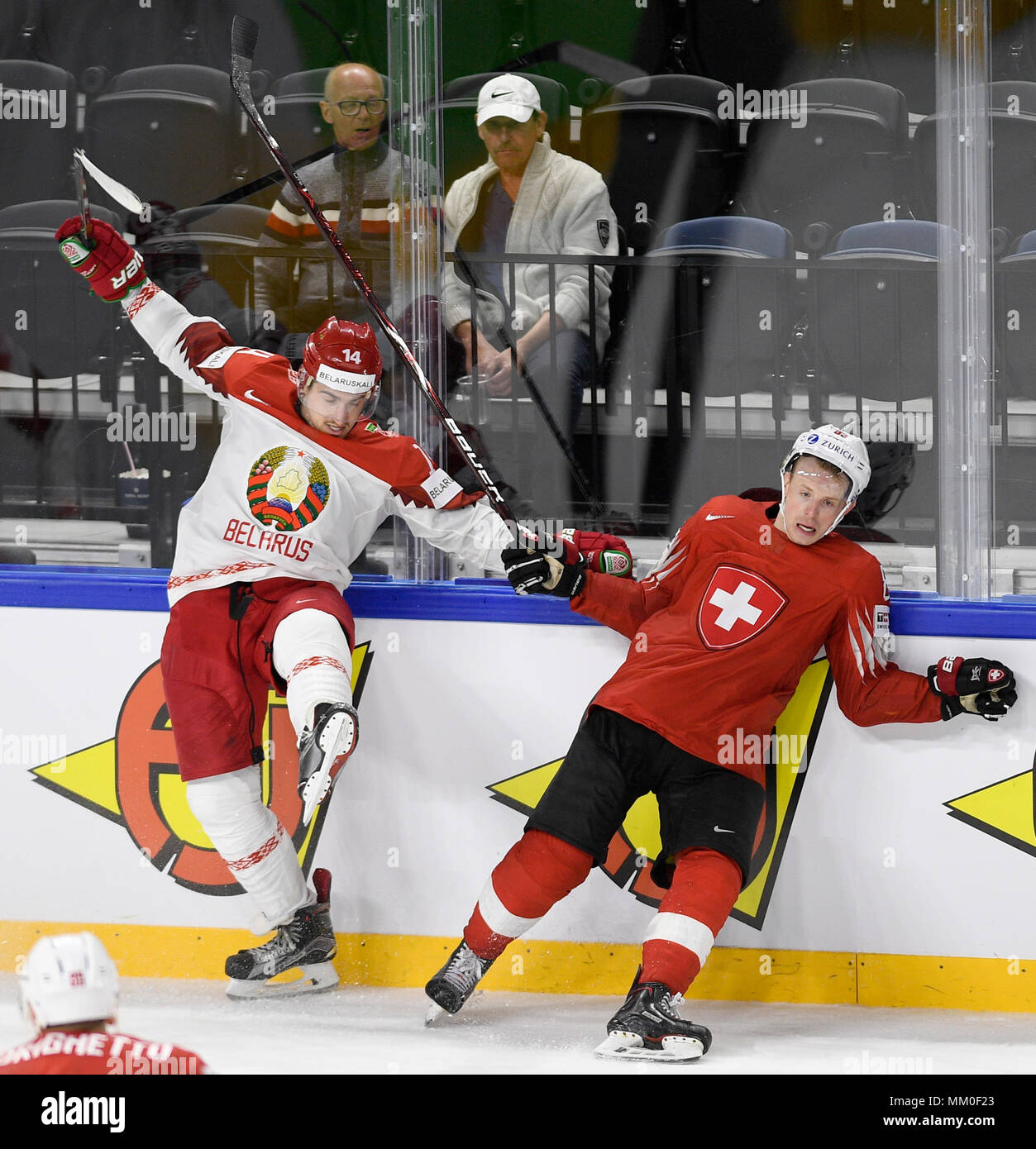 Kodan, Denmark. 09th May, 2018. L-R Yevgeni Lisovets (BLR) and Joel ...