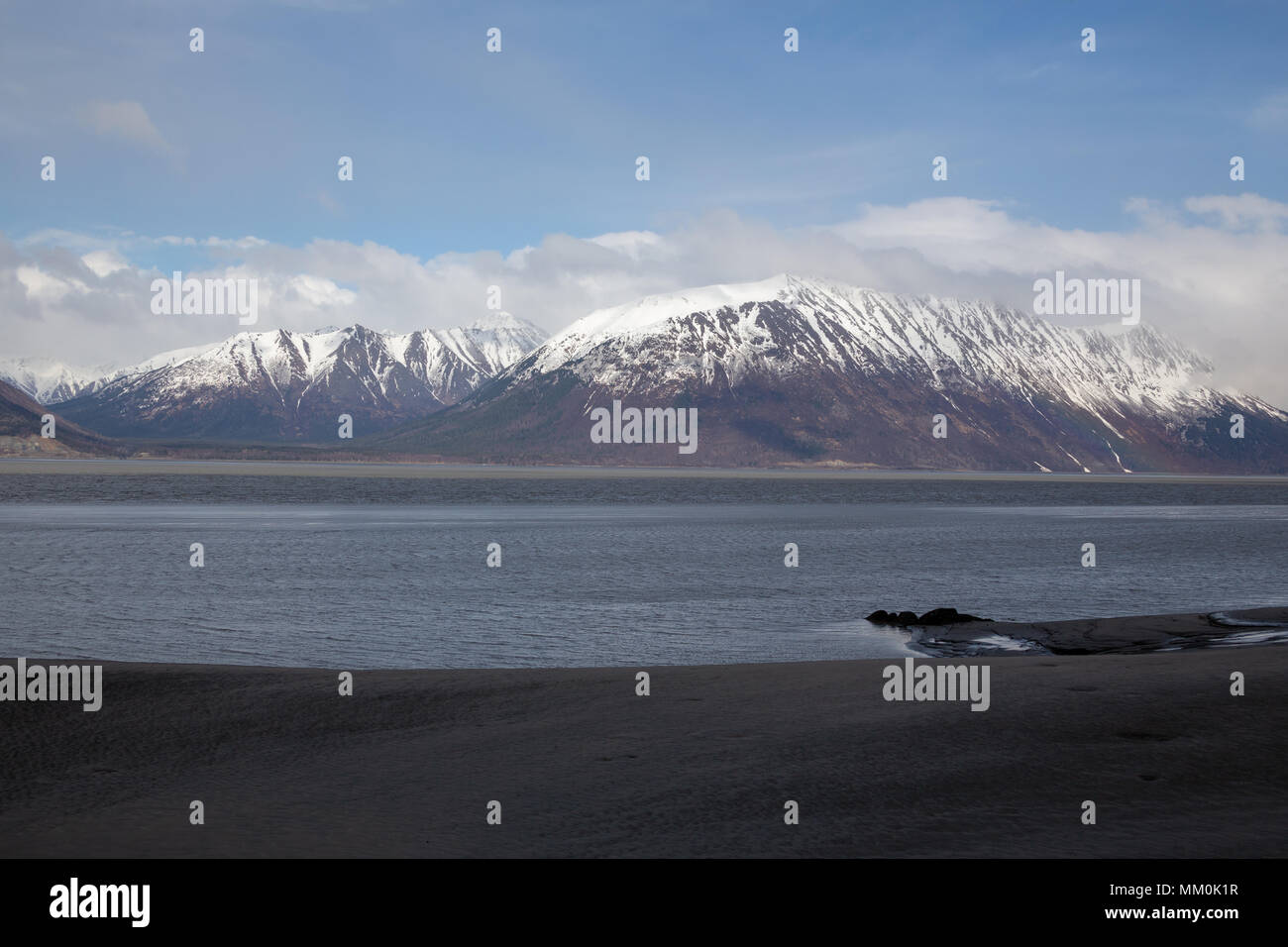 Turnagain Arm, Tidal Flats, Trees, Mountains and Water. Near Hope ...