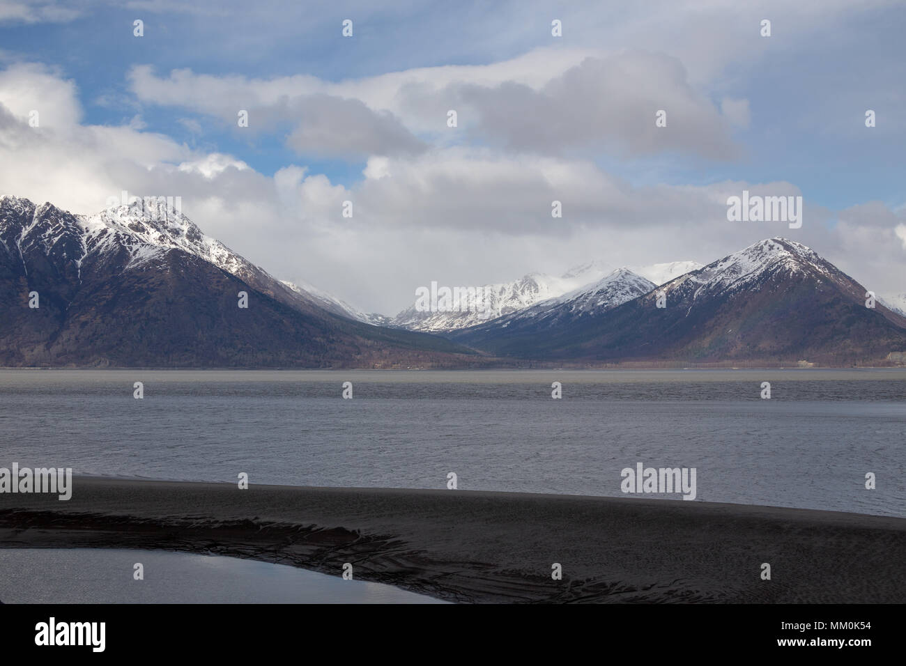 Turnagain Arm, Tidal Flats, Trees, Mountains and Water. Near Hope ...