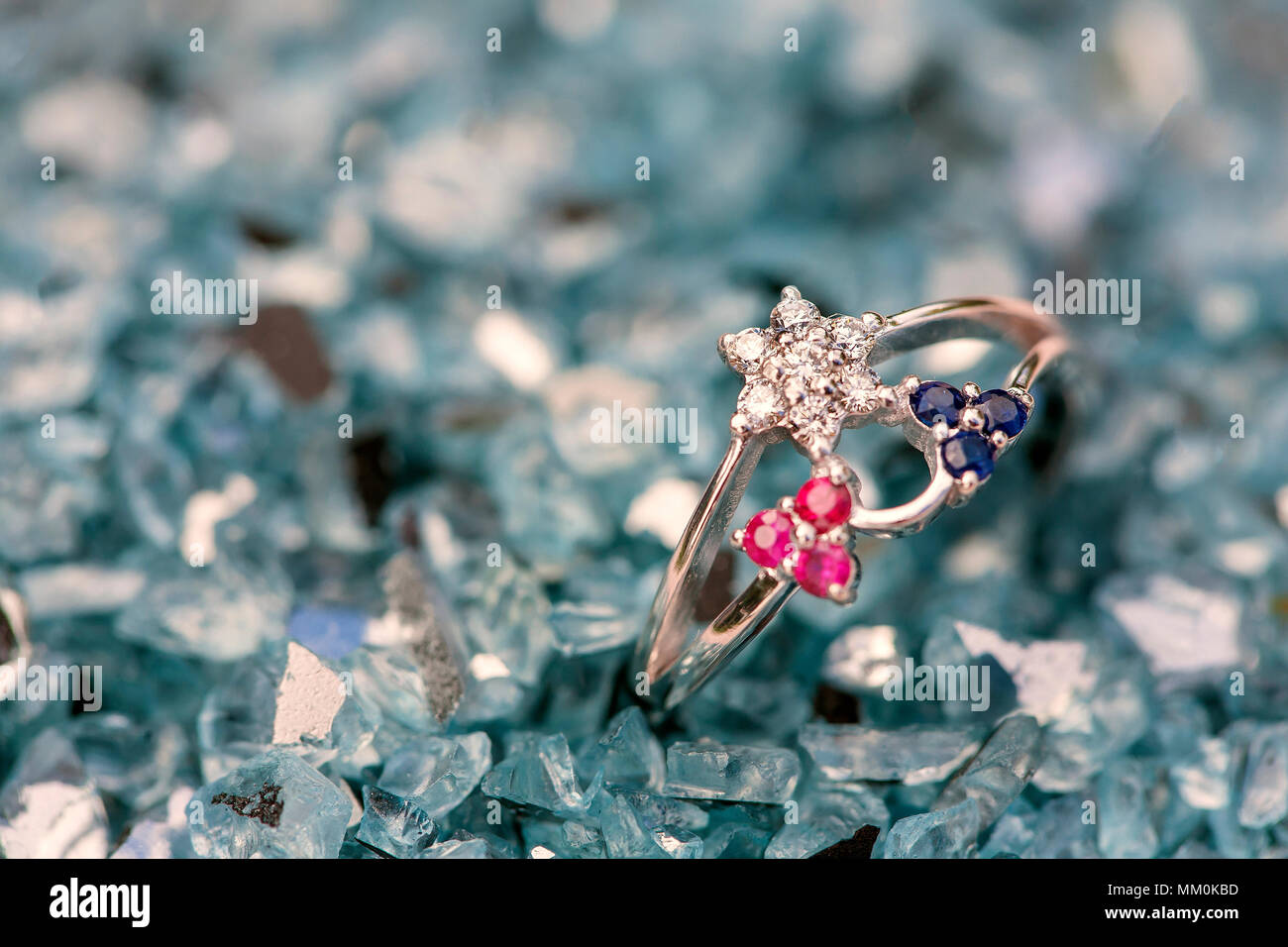 Luxury ring on crystal background Stock Photo - Alamy