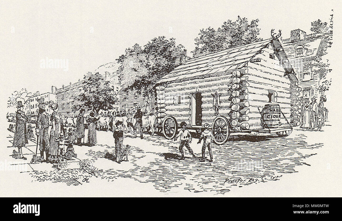 Harrison Campaign Log Cabin. Danvers. 1840 Stock Photo - Alamy