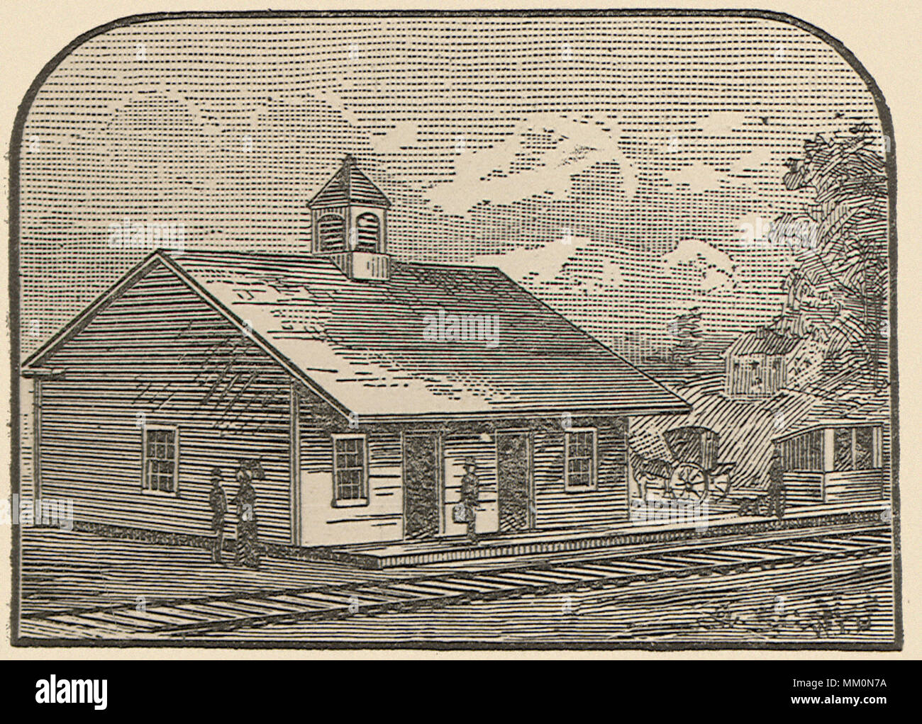 First Railroad Station in Lynn. 1886 Stock Photo - Alamy