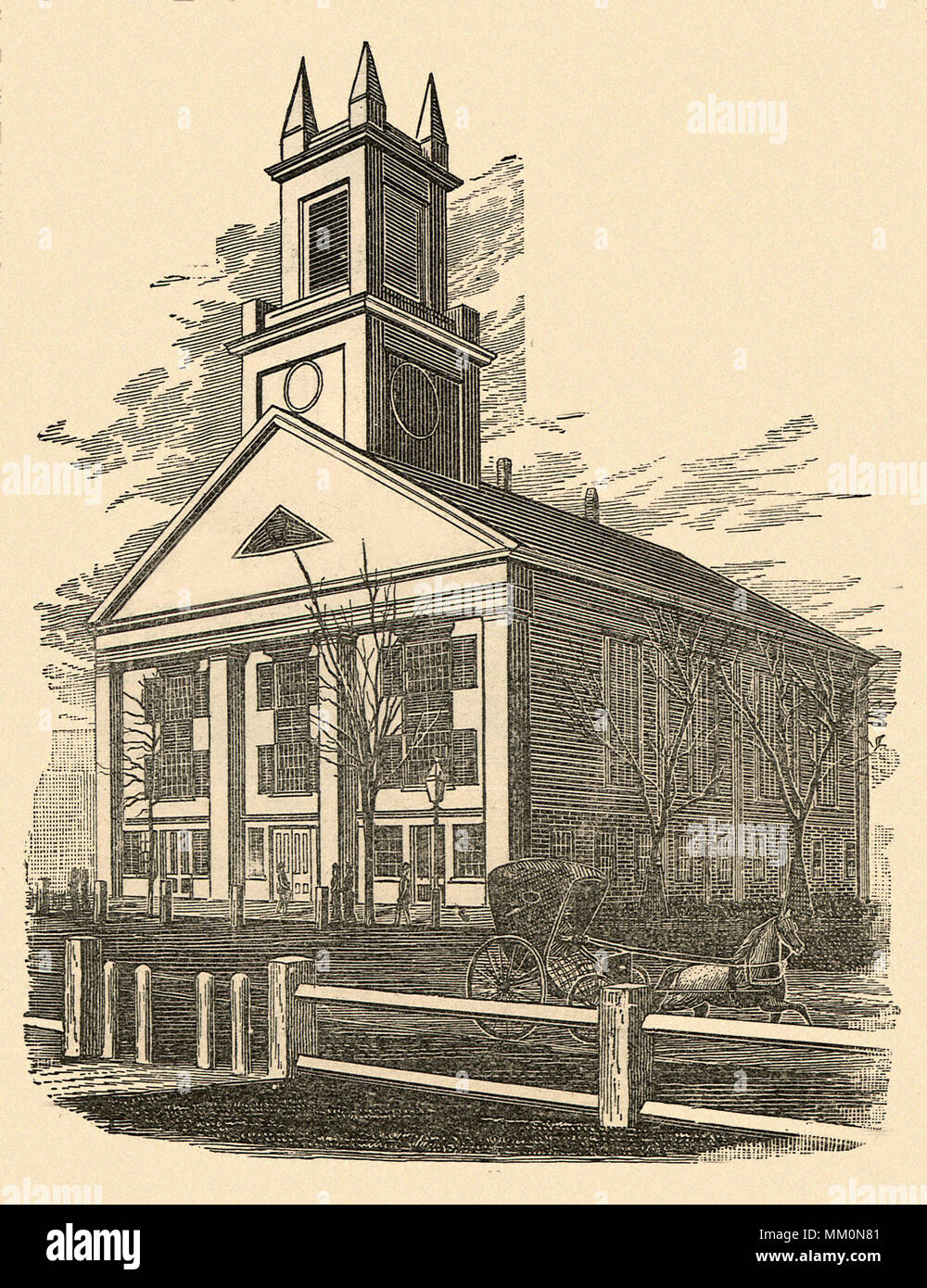 The First Church. Lynn. 1860 Stock Photo - Alamy