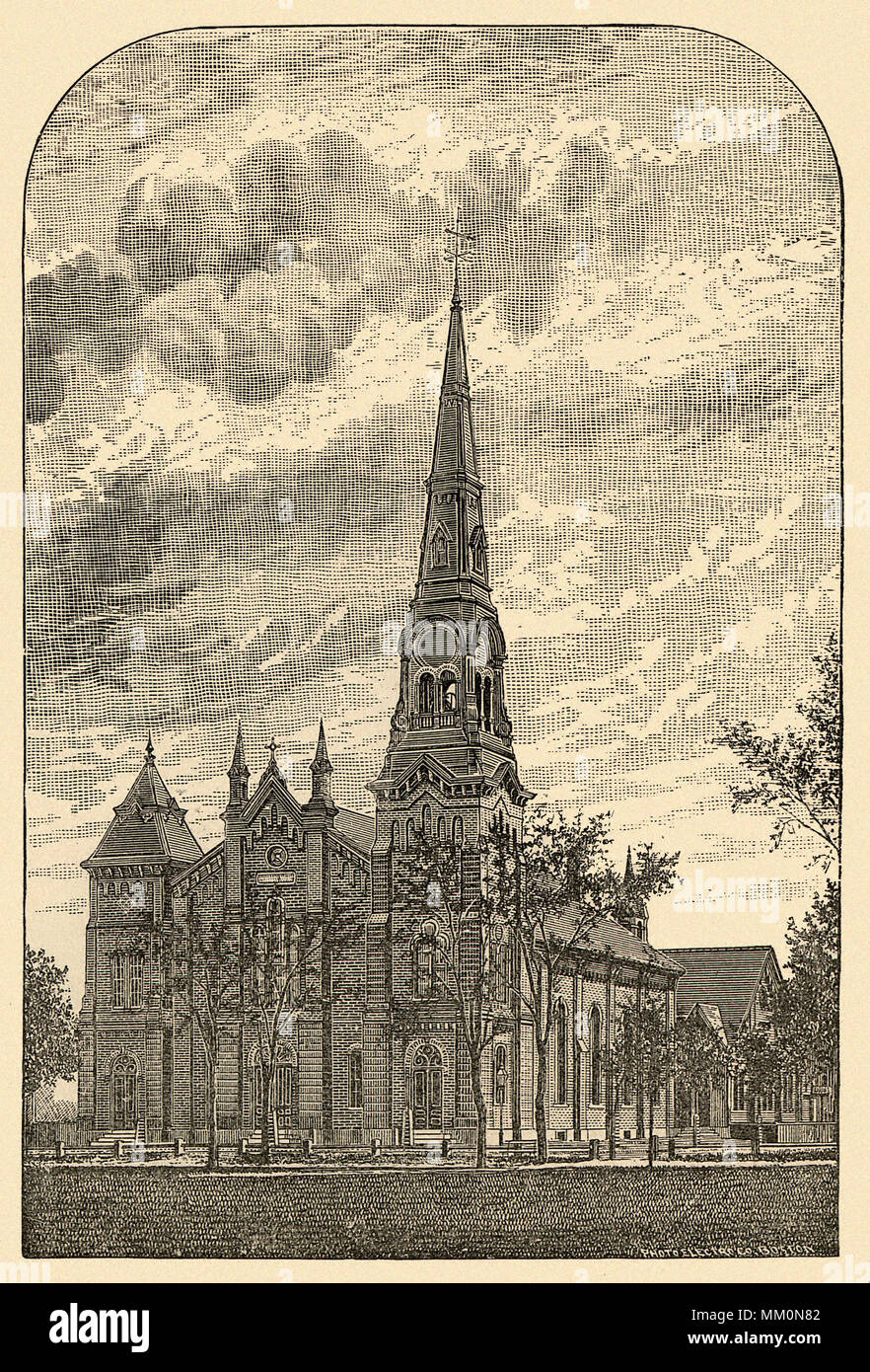 First Congregational Church. Lynn. 1886 Stock Photo - Alamy