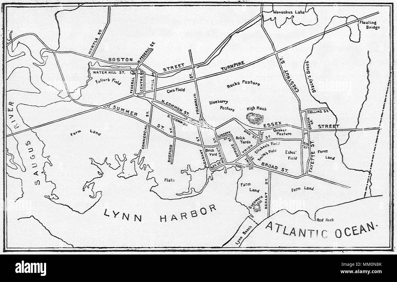 Map of Lynn. 1836 Stock Photo - Alamy