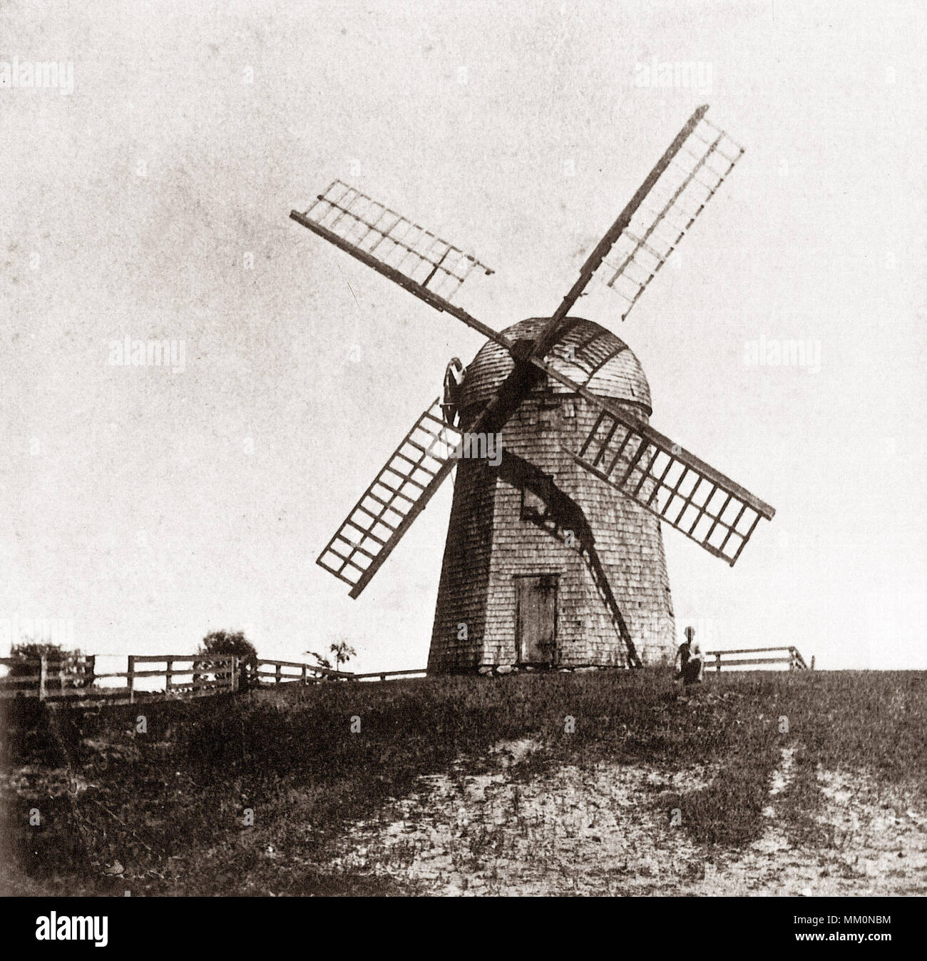 The Round-top Mill. Nantucket. 1870 Stock Photo - Alamy