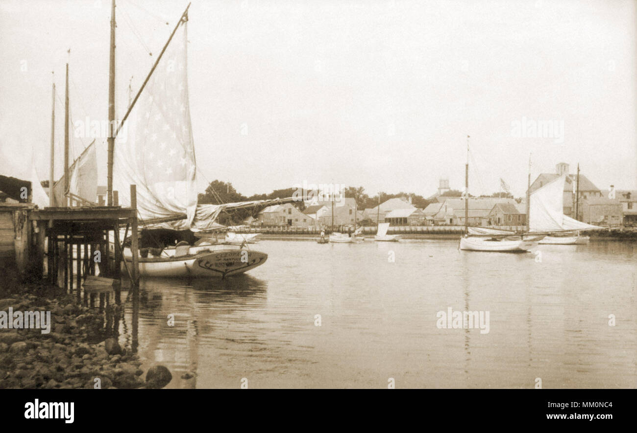 View of the Nantucket Waterfront. 1880 Stock Photo - Alamy