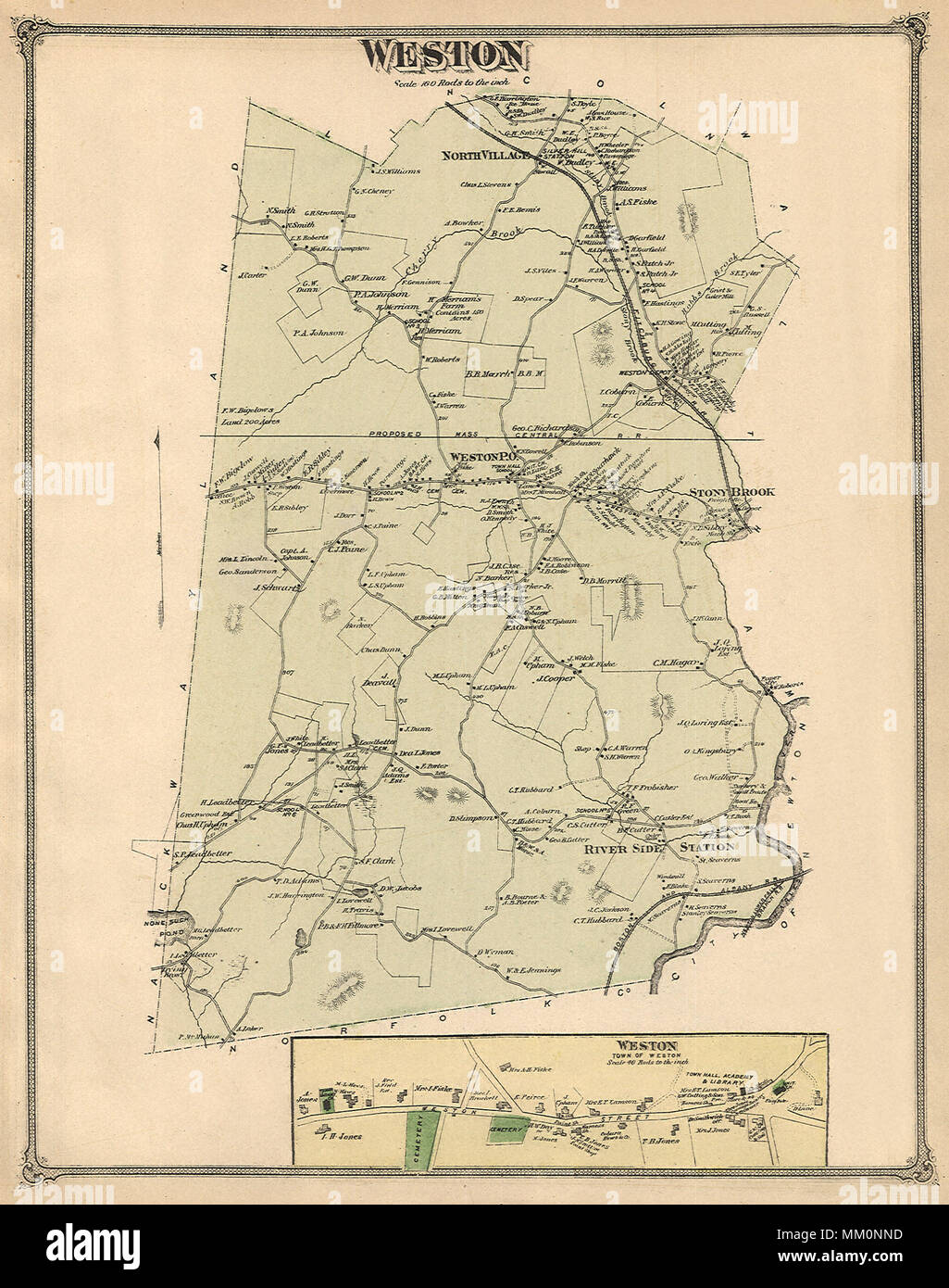Map of Greater Weston. 1875 Stock Photo - Alamy