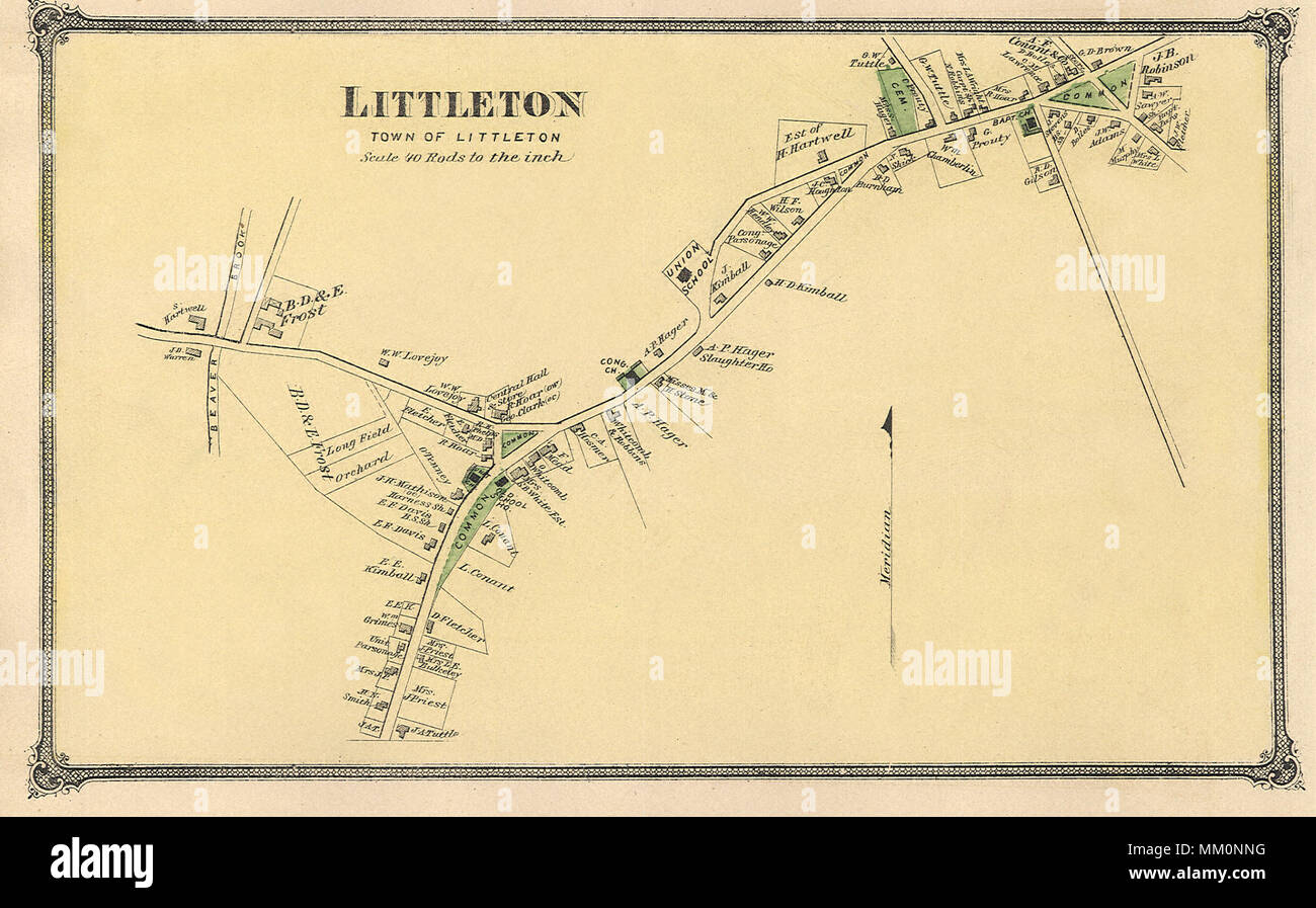 Map of Littleton. 1875 Stock Photo - Alamy