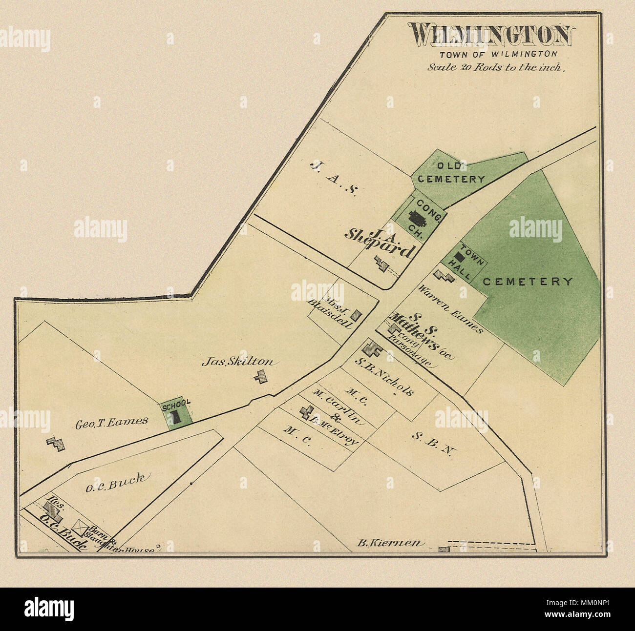 Map of Wilmington. 1875 Stock Photo - Alamy