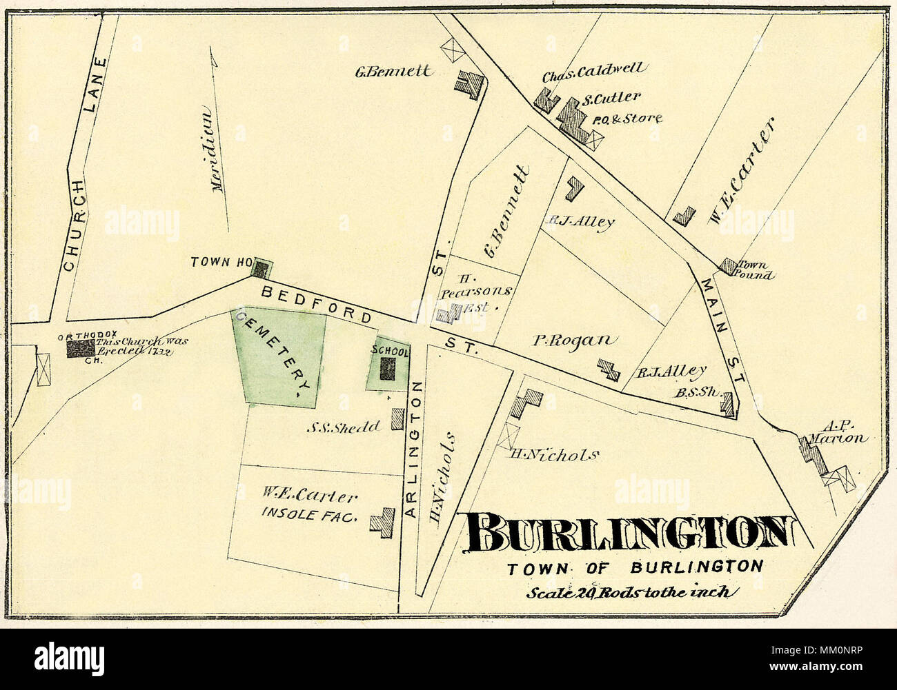 Map of Burlington. 1875 Stock Photo - Alamy