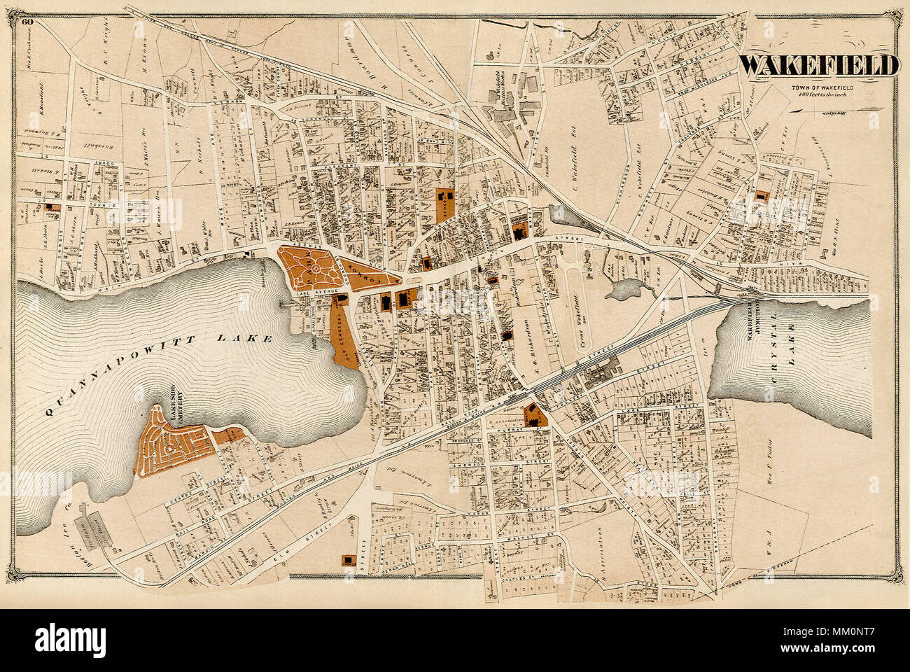 Map of Wakefield. 1875 Stock Photo - Alamy