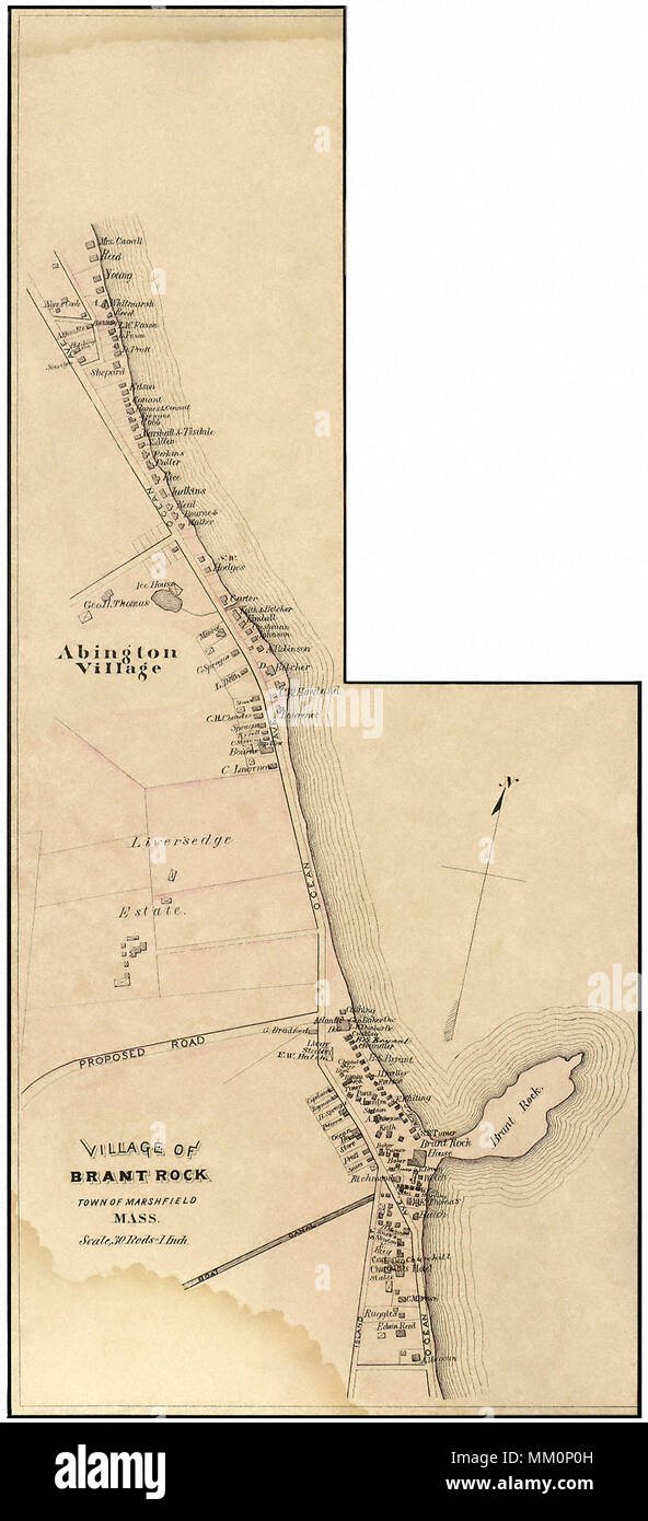 Map of Brant Rock and Abington Village. 1879 Stock Photo - Alamy