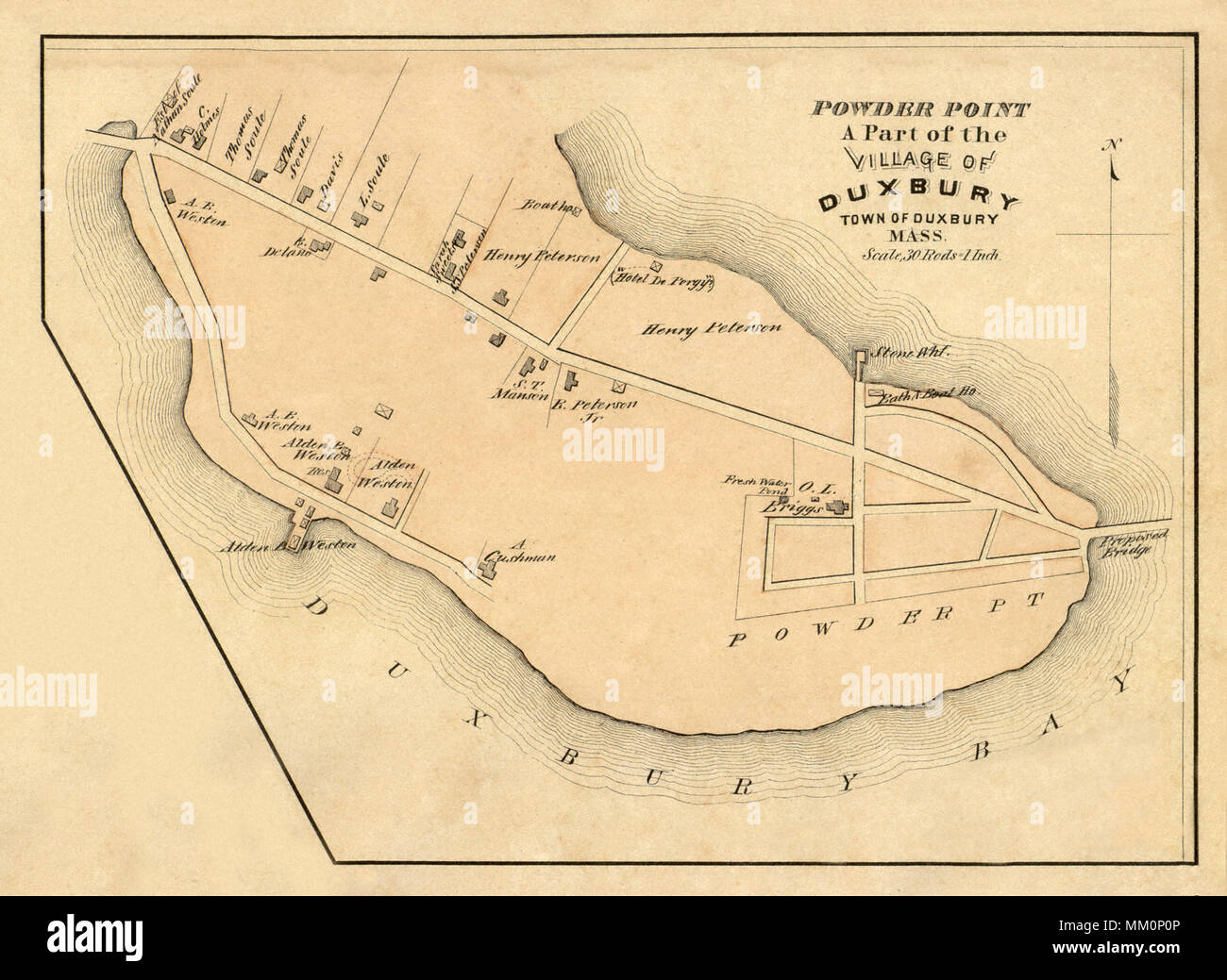 Map of Powder Point. Duxbury. 1879 Stock Photo - Alamy