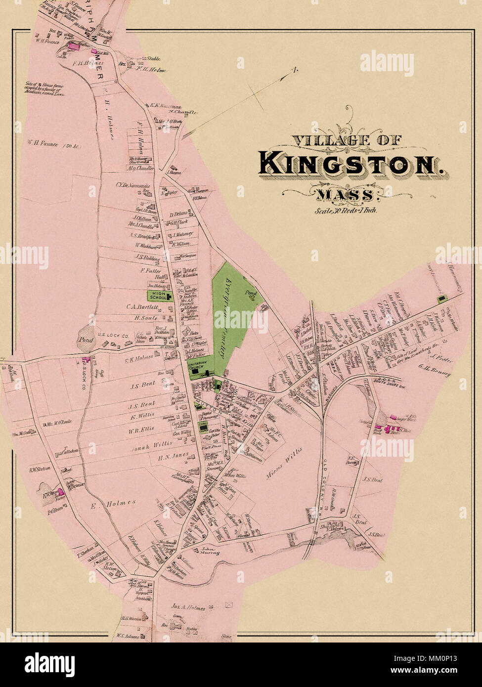 Map of Village of Kingston. 1879 Stock Photo - Alamy