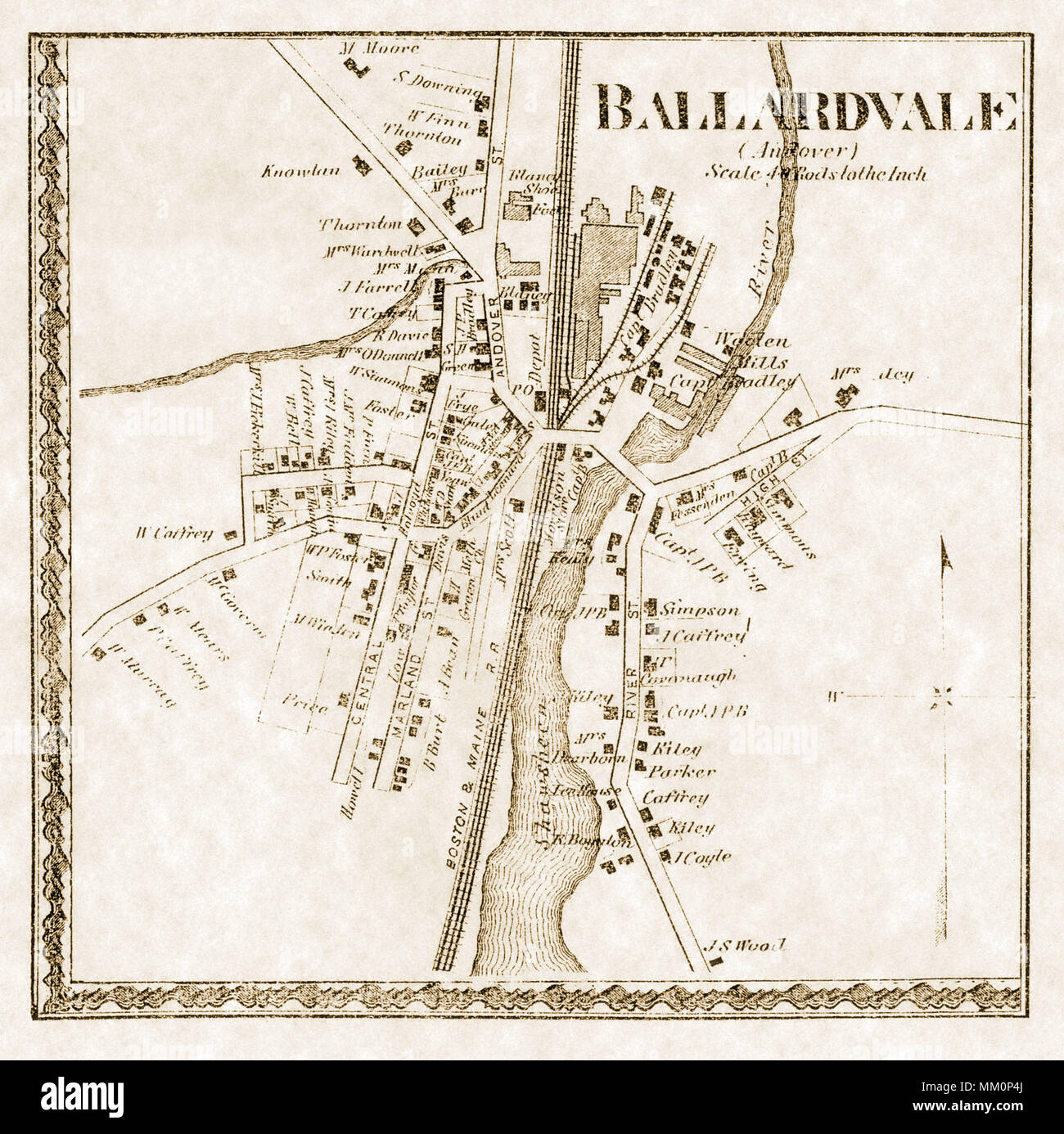 Map of Ballardvale. 1872 Stock Photo - Alamy