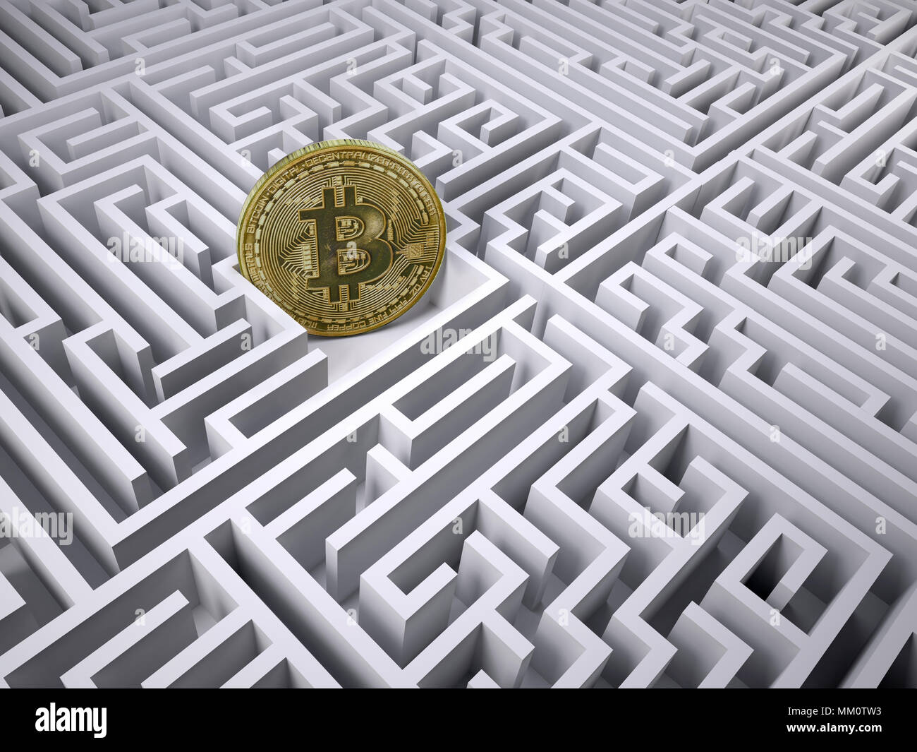 bitcoin in the labyrinth maze, 3d illustration Stock Photo - Alamy