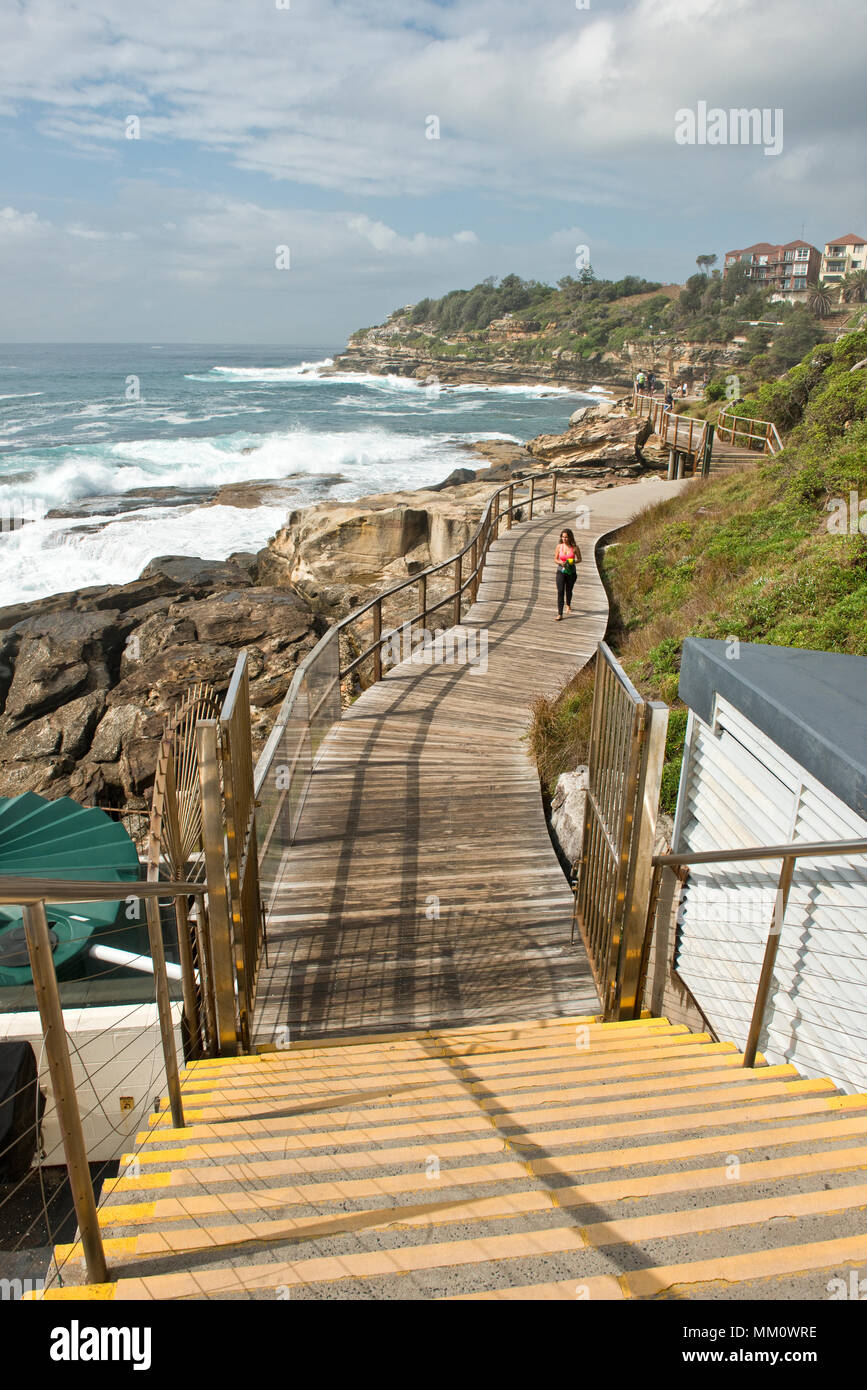 Female walking along the Bondi to Bronte Coastal Walk Stock Photo - Alamy