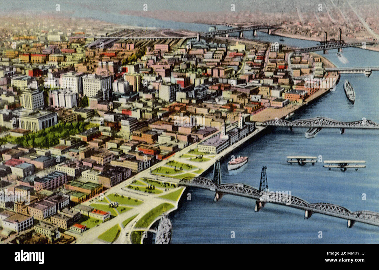 Aerial View of Portland and Five Bridges. 1946 Stock Photo - Alamy