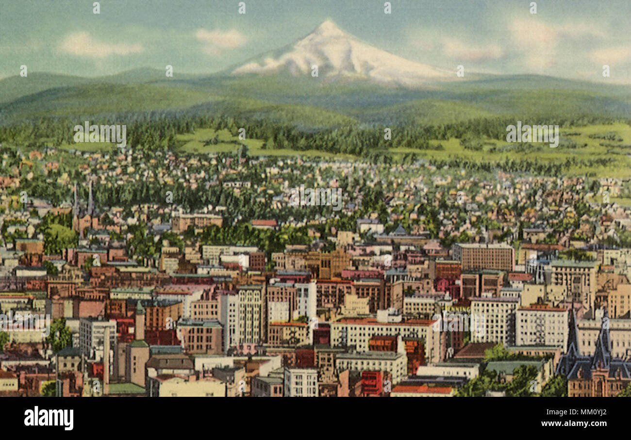 View of Mount Hood from Portland. 1935 Stock Photo - Alamy