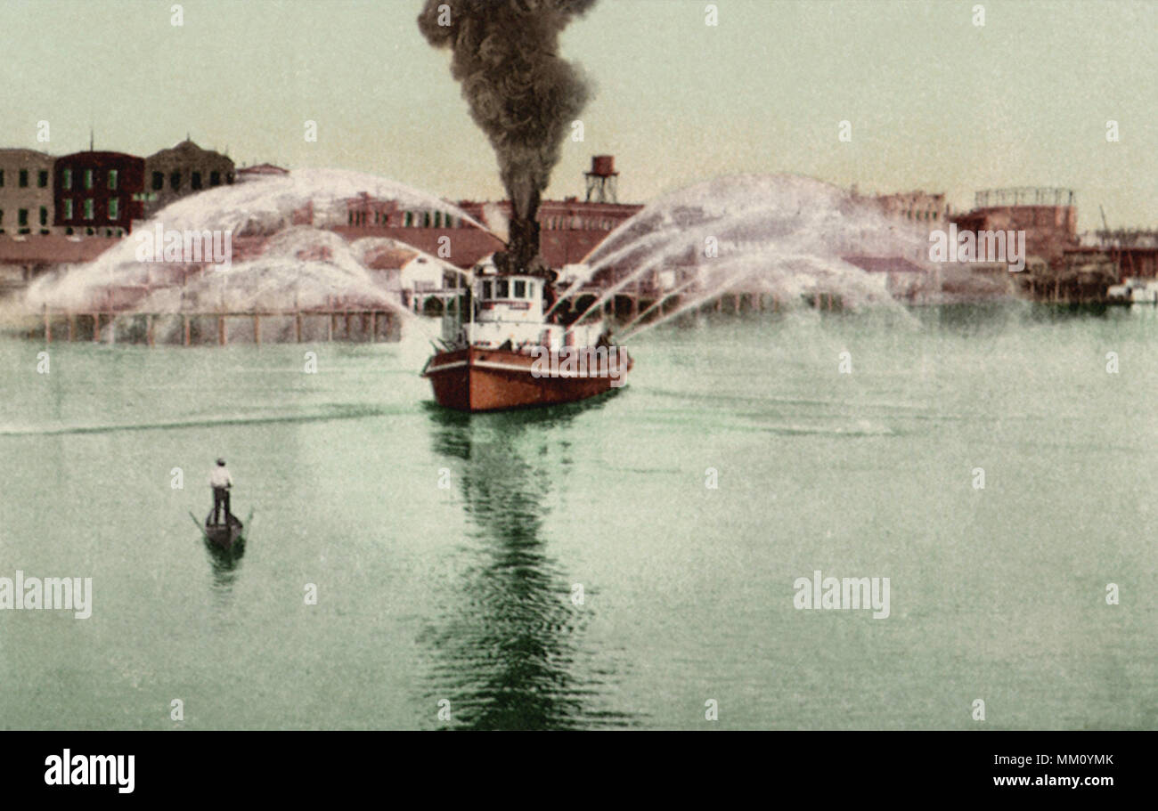 Fireboat near Portland Harbor. Portland. 1910 Stock Photo - Alamy