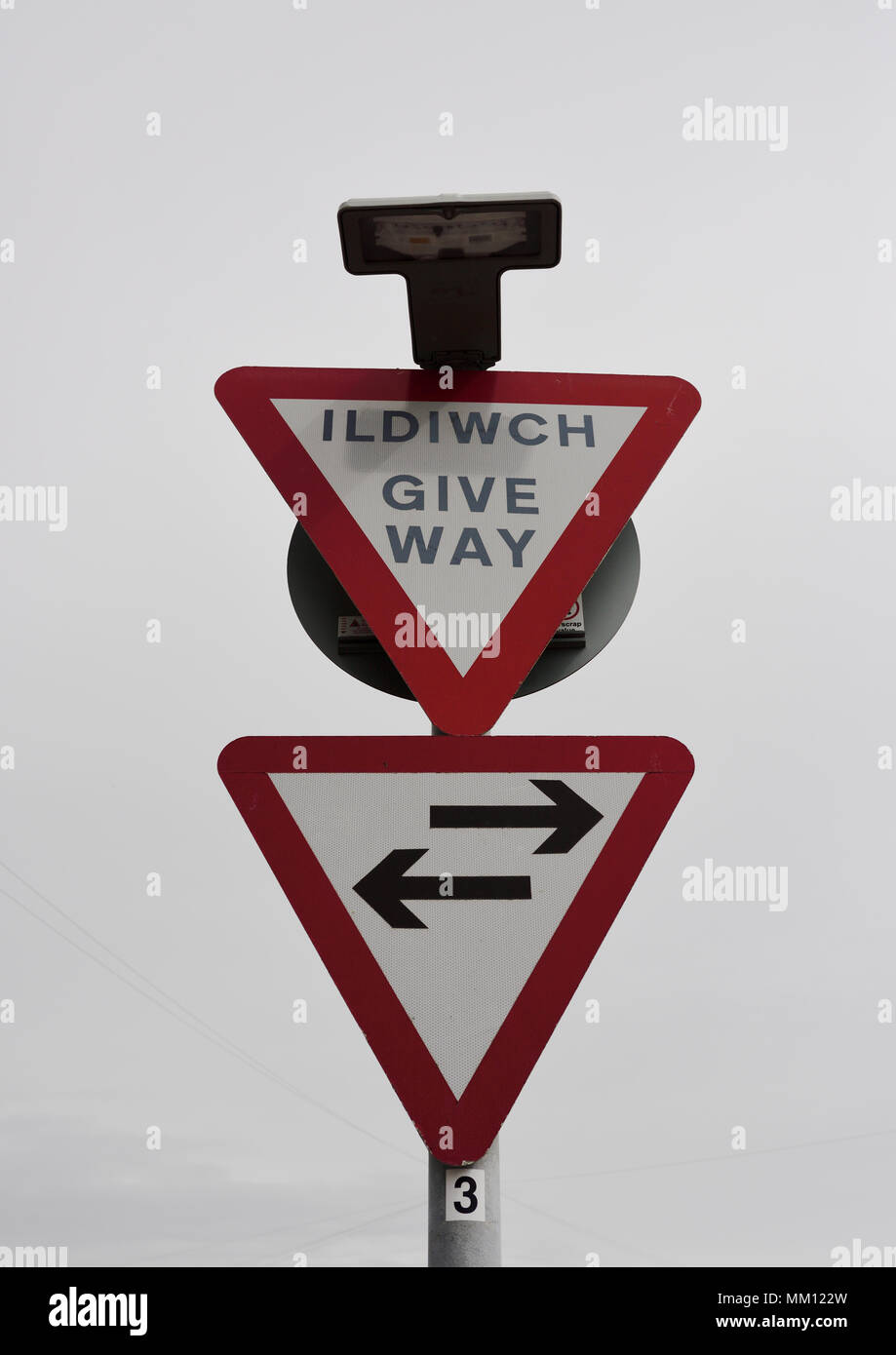 Two red triangle road signs hi-res stock photography and images - Alamy