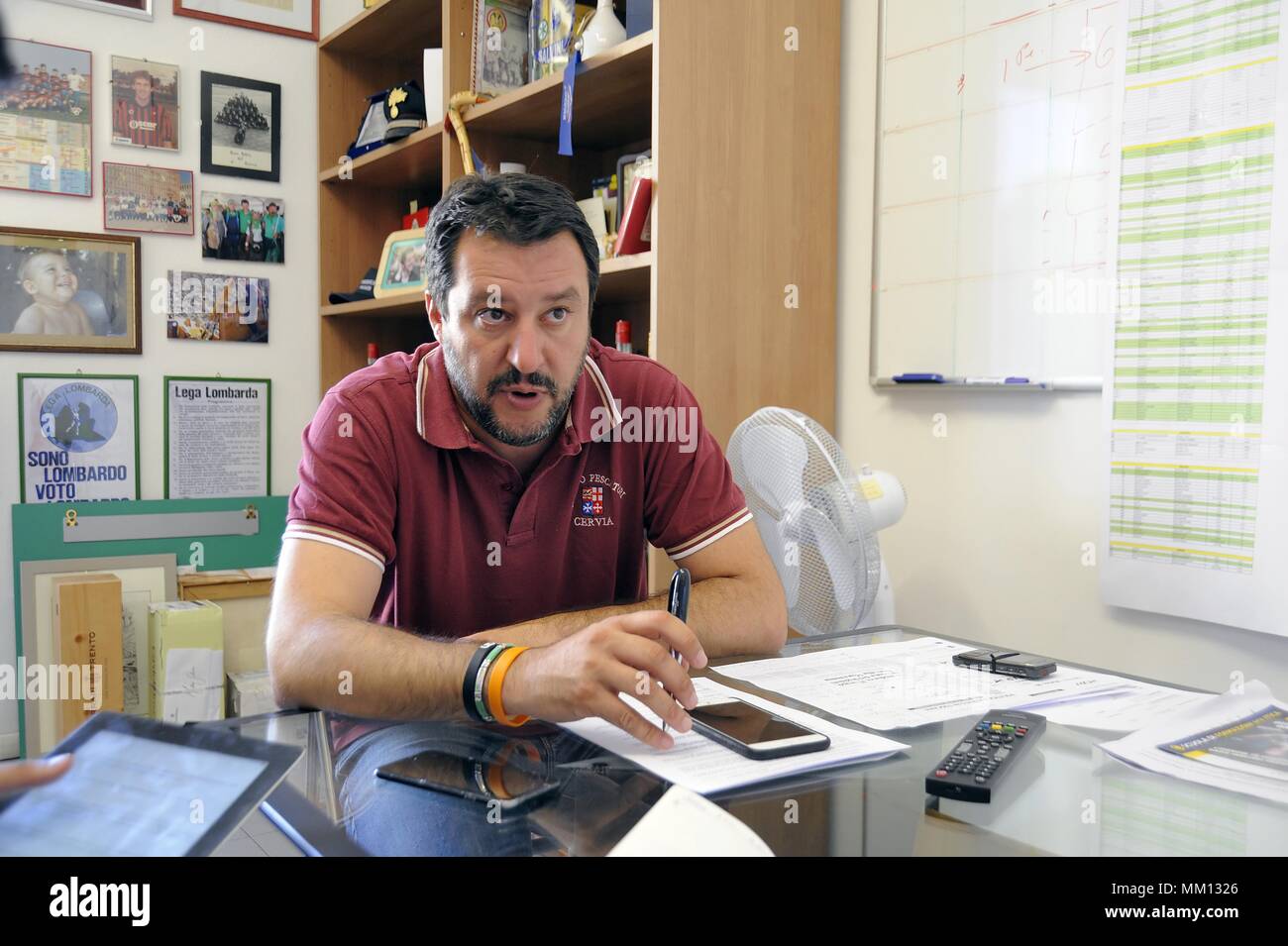 Matteo Salvini, leader of the Italian right-wing political party Lega ...