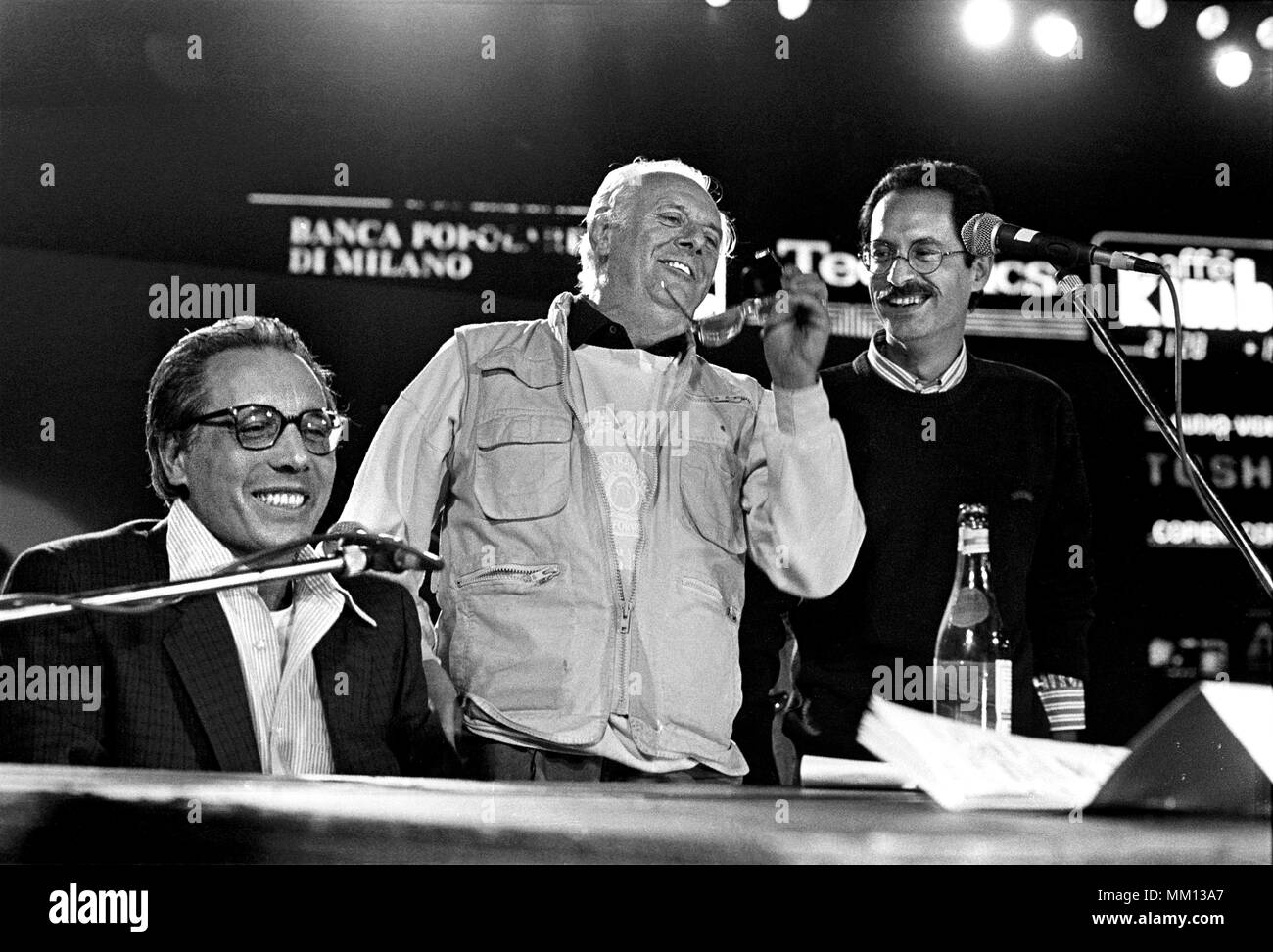the musician and song writer Enzo Jannacci with playwright Dario Fo and ...