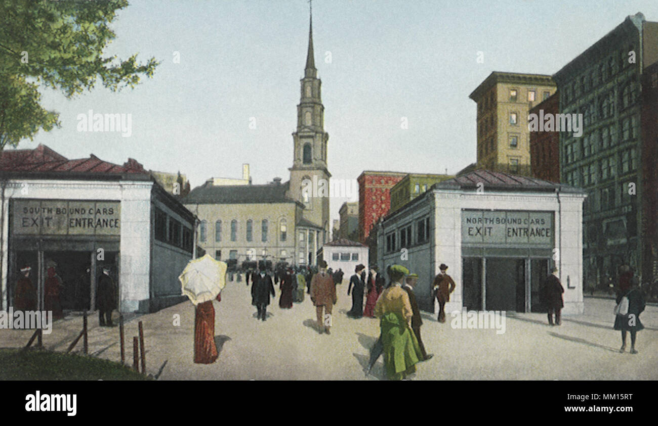 Park Street Entrance to Subway. Boston. 1915 Stock Photo - Alamy
