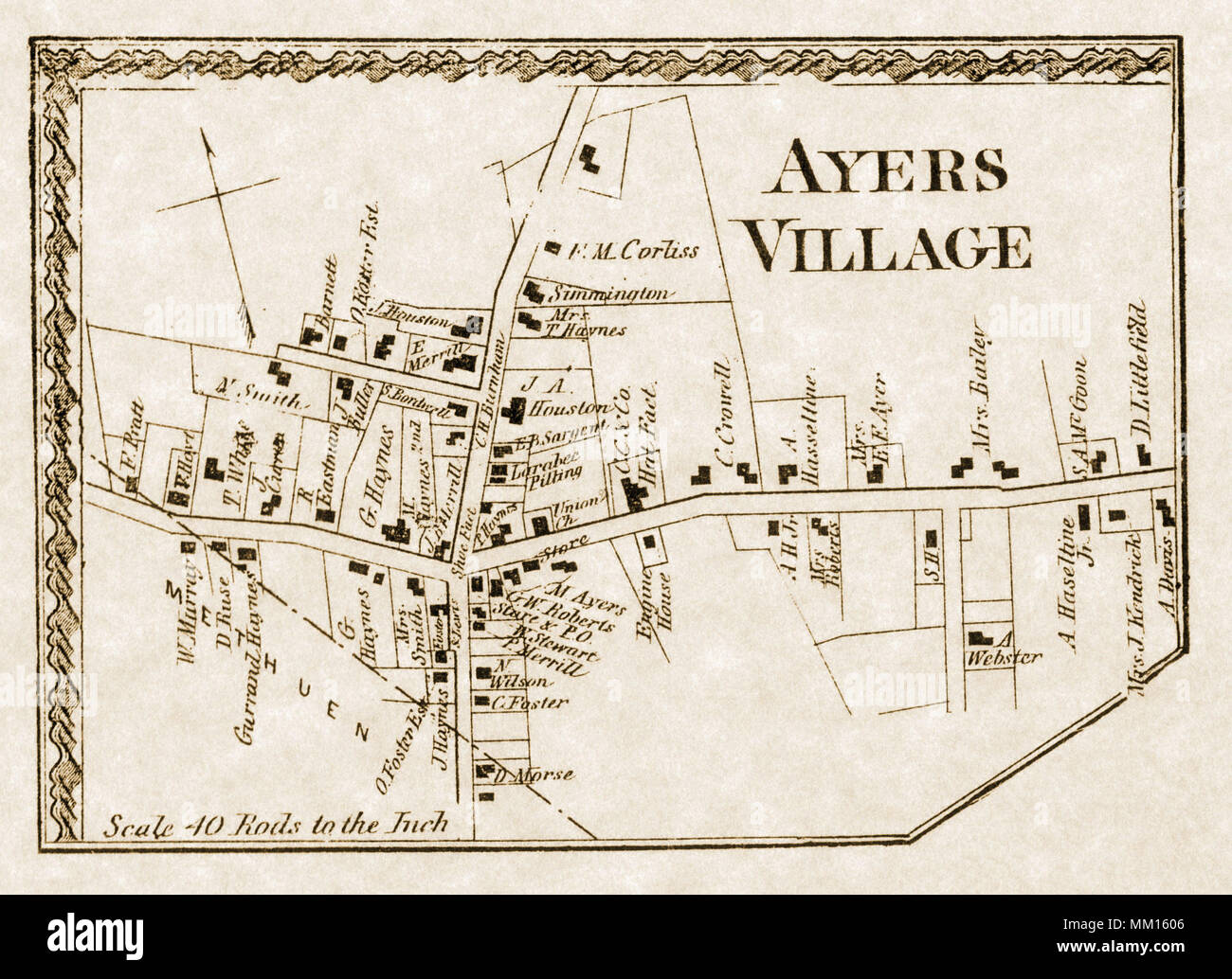 Map of Ayers Village. 1872 Stock Photo - Alamy