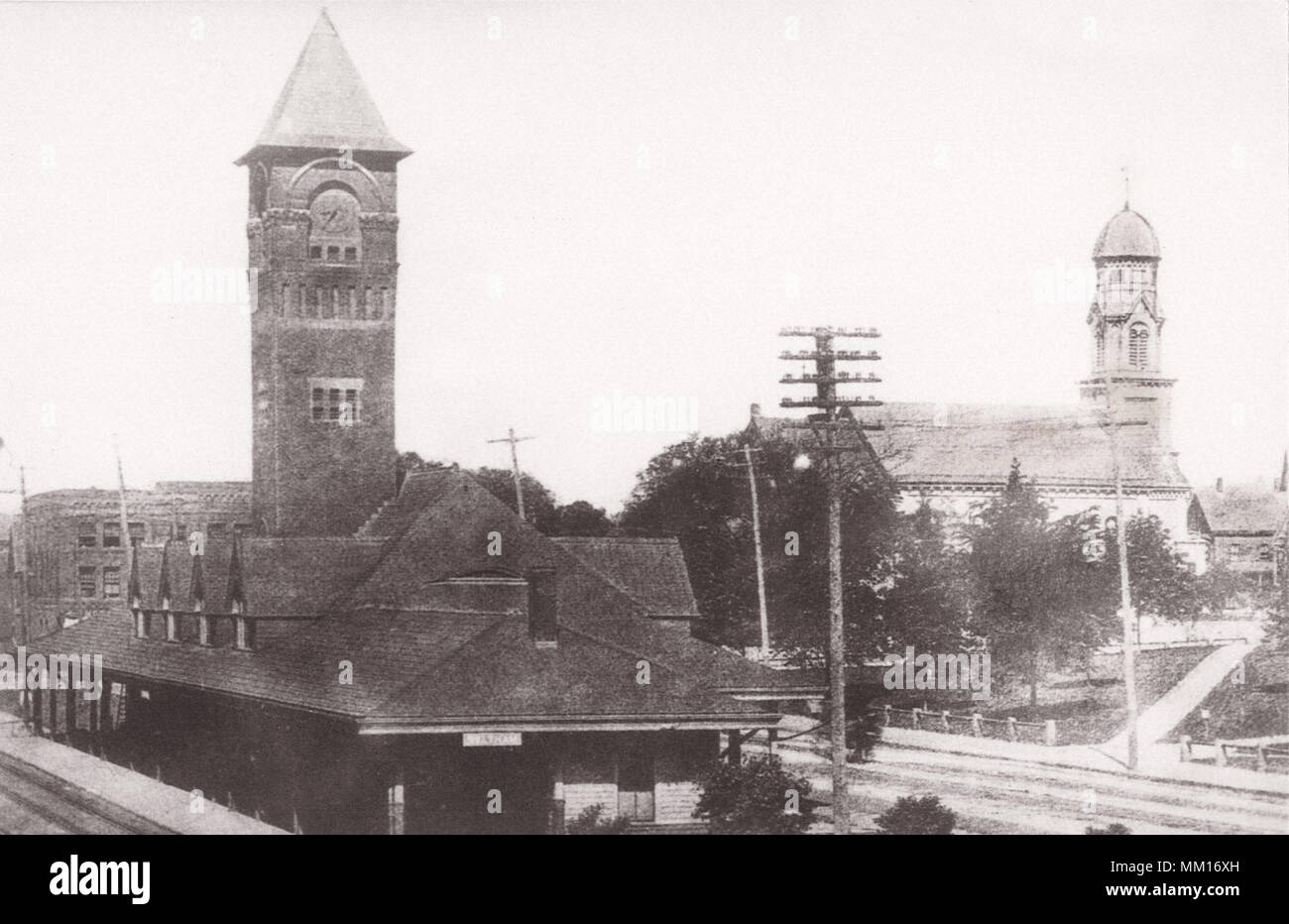 Railroad Station. Waltham. 1925 Stock Photo - Alamy