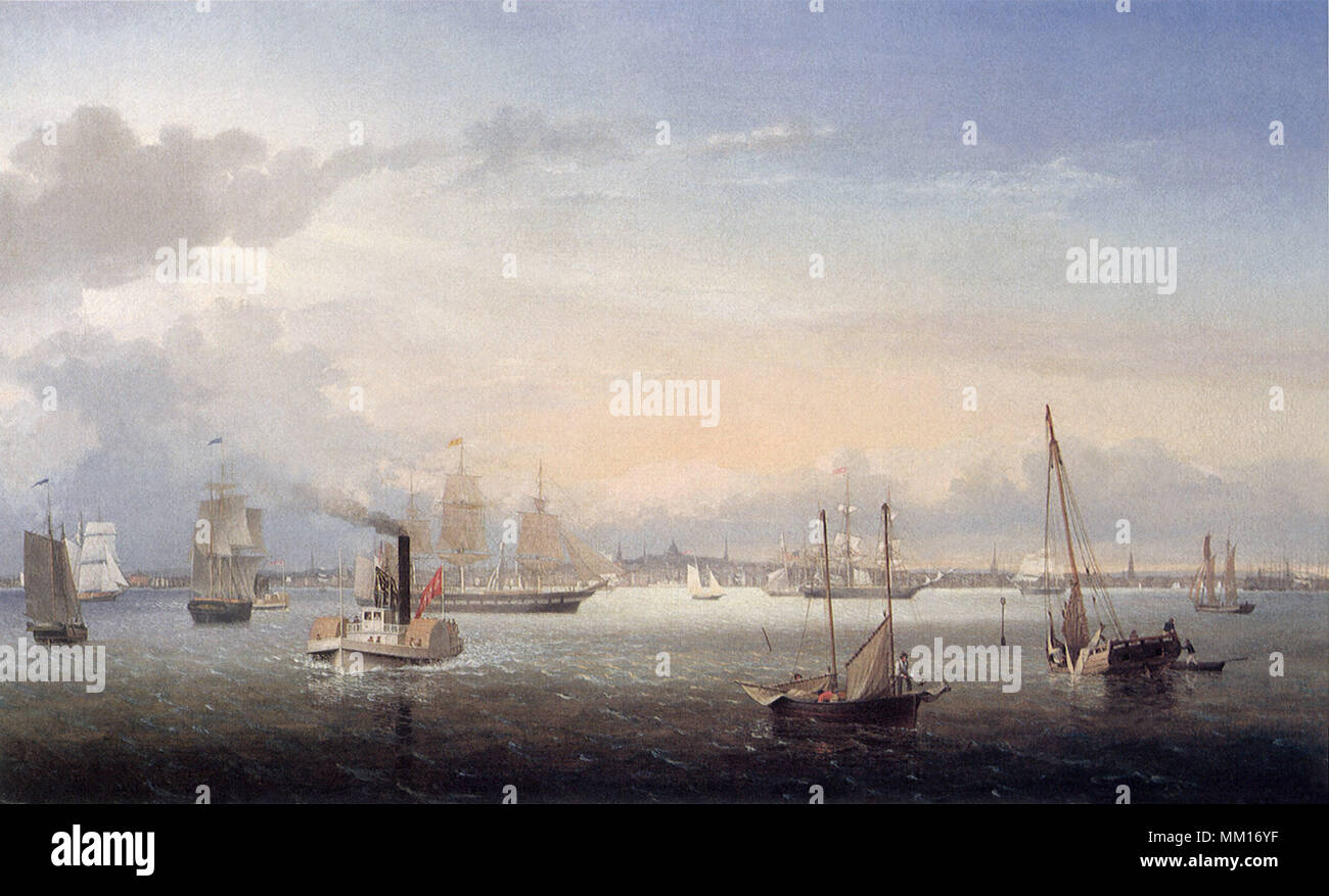 Boston Harbor. Boston. 1854 Stock Photo - Alamy