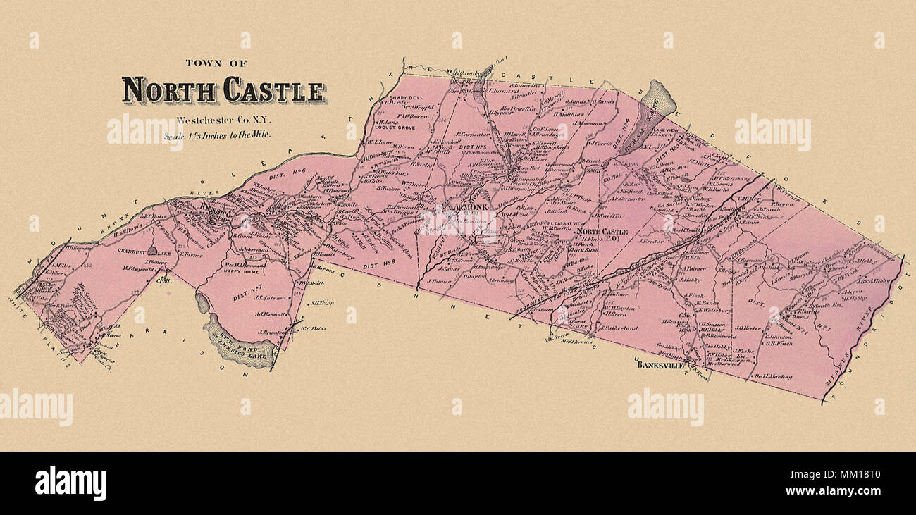 Map of North Castle. 1867 Stock Photo - Alamy