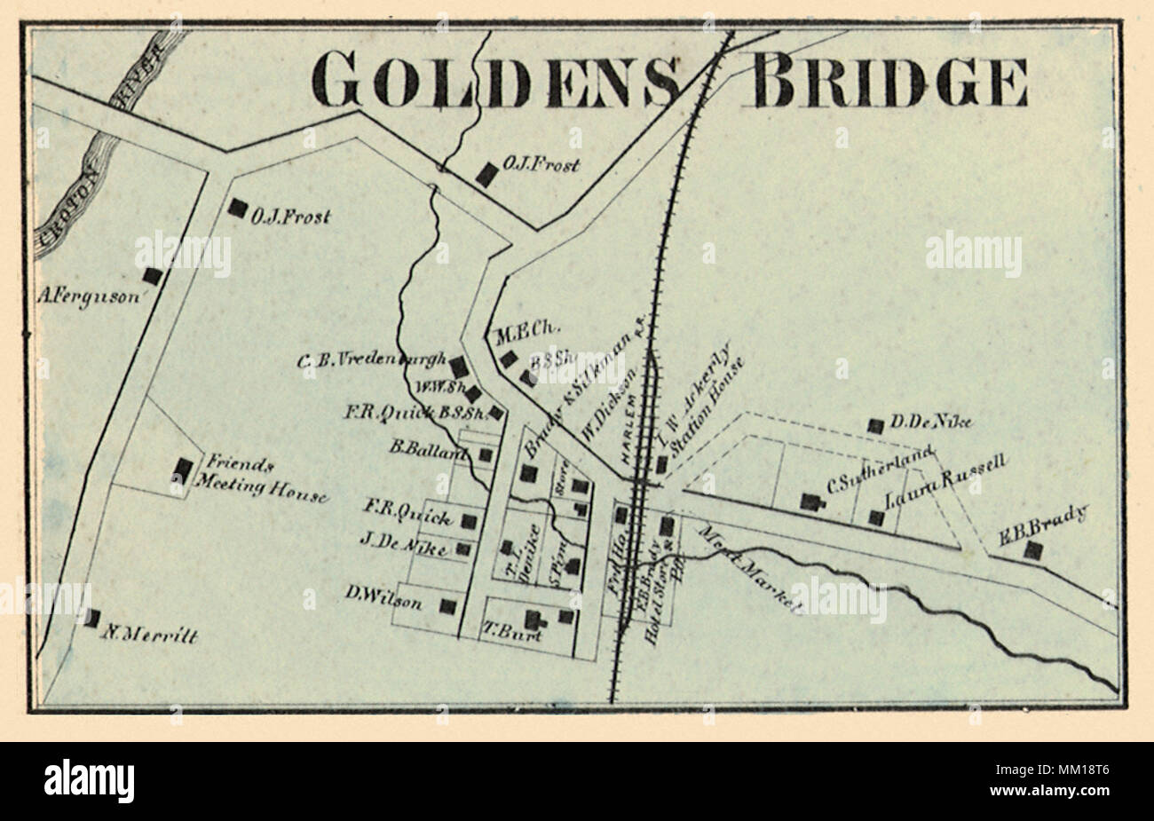 Map of Golden's Bridge. 1867 Stock Photo - Alamy